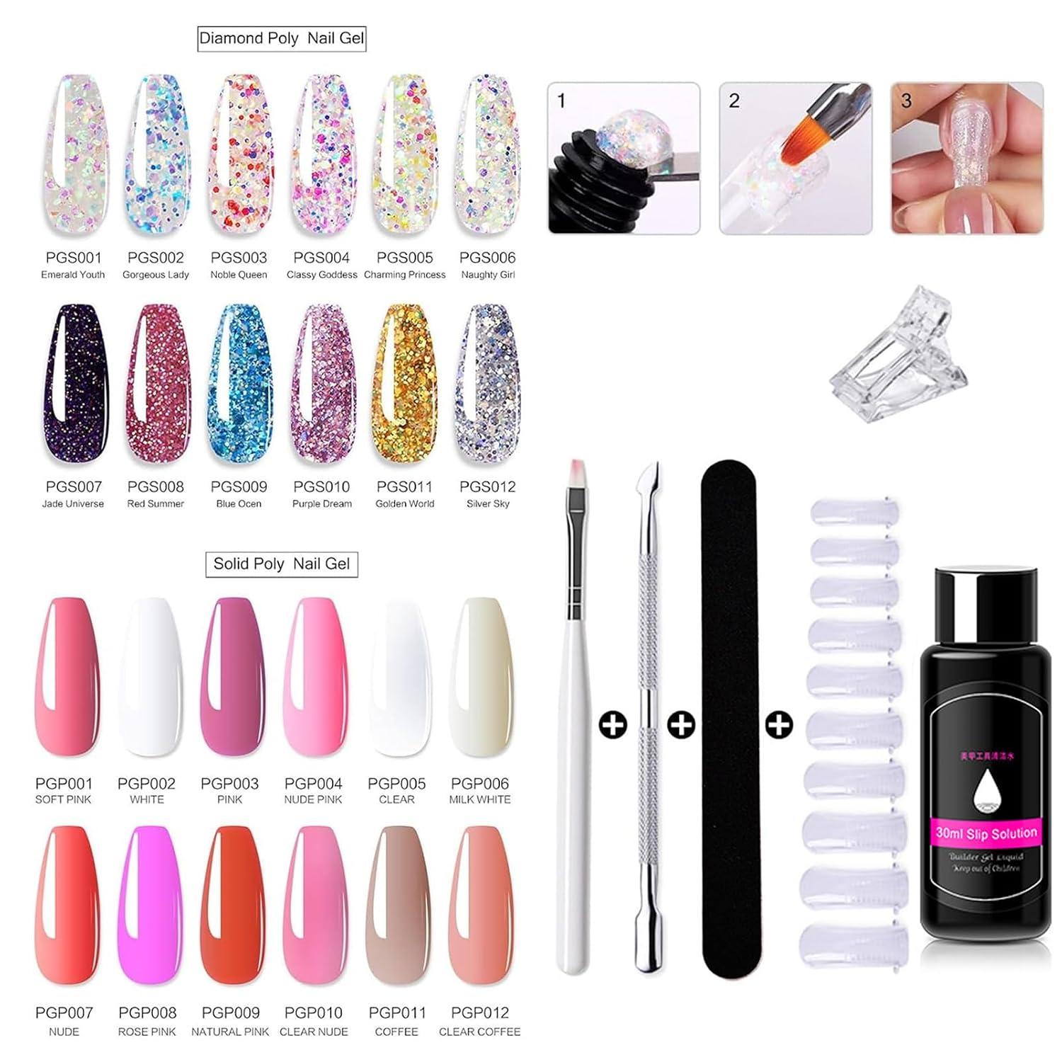 Juego de 7 kit de uñas Ancient Flow el mejor gel de polietileno, kit de ...