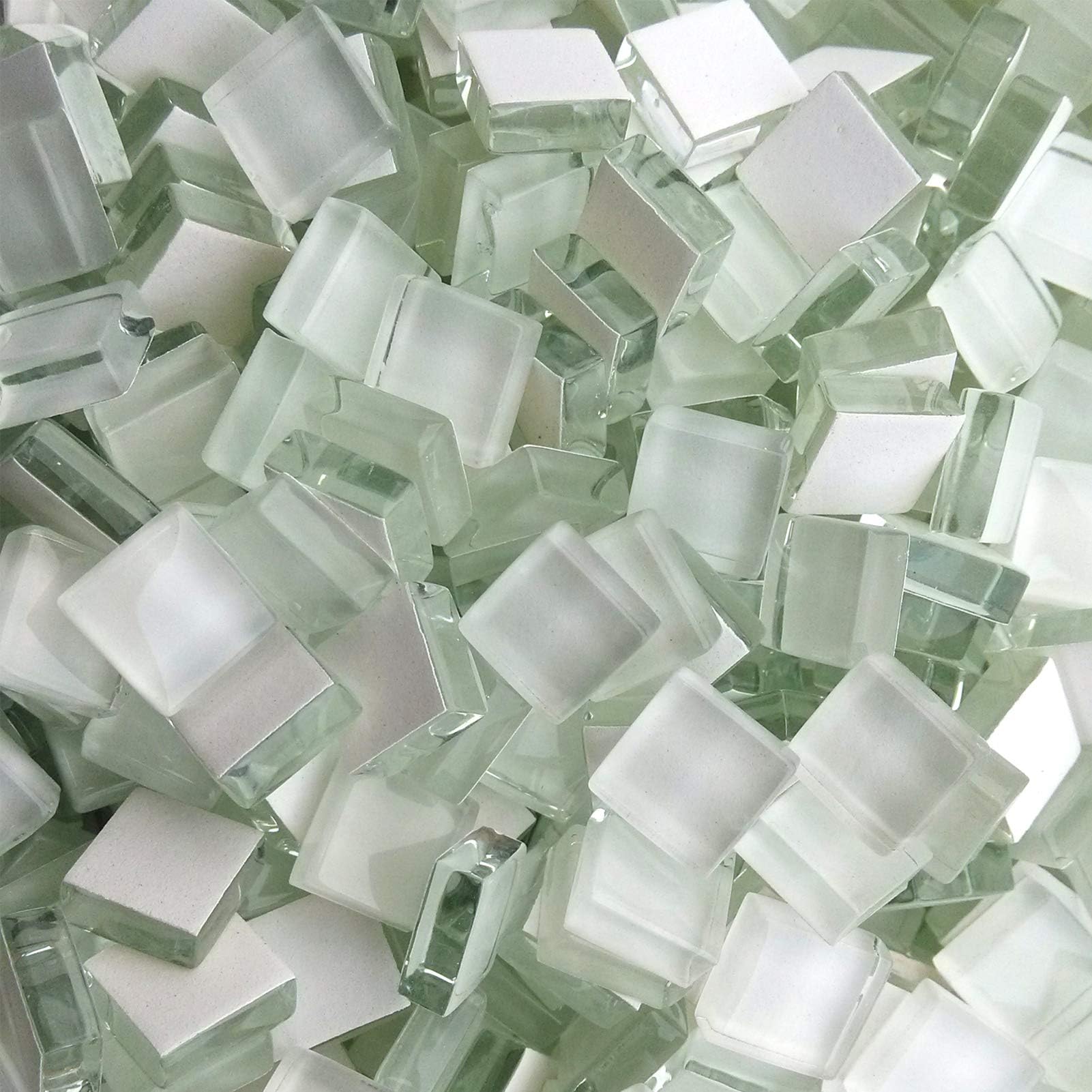 CleverDelights 1" Square Glass Tiles - 50 Pack - Clear 1 Inch Craft ...