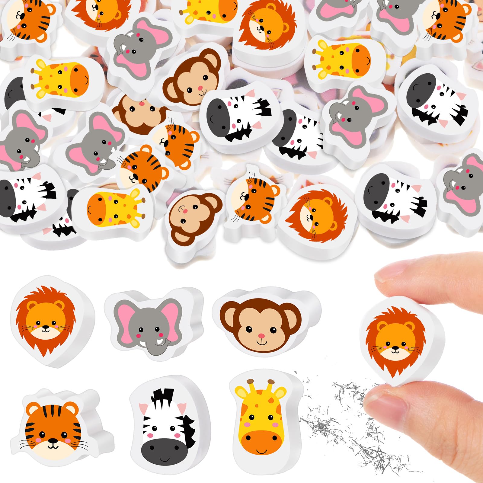 Amazon.com: Chivao 72 Pcs Cute Safari Animals Erasers Back to School ...