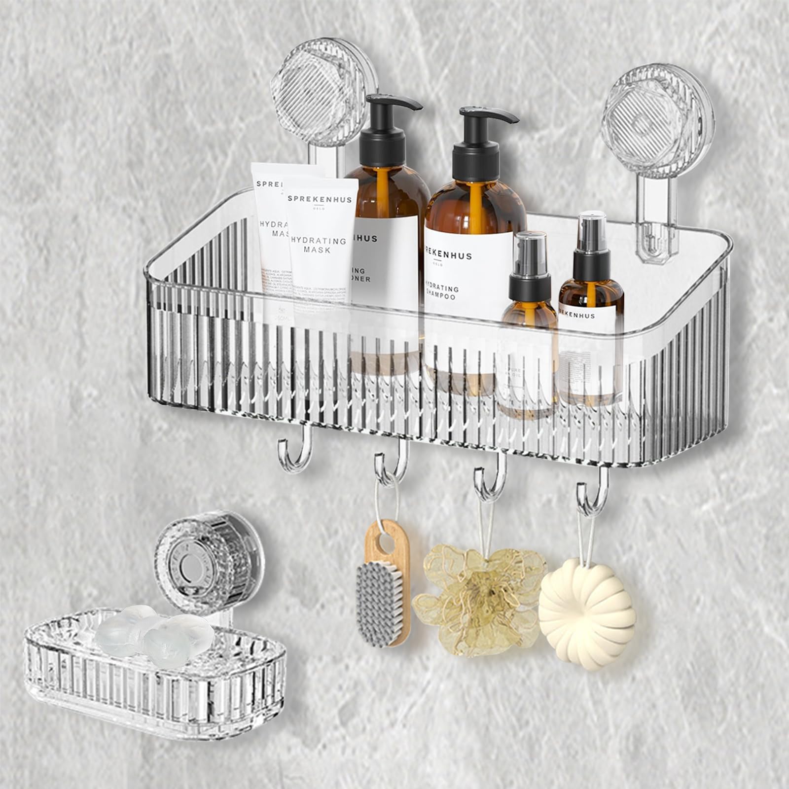 Amazon.com: 2 Pack Clear Shower Caddy Suction Cup Soap Dish, NO ...