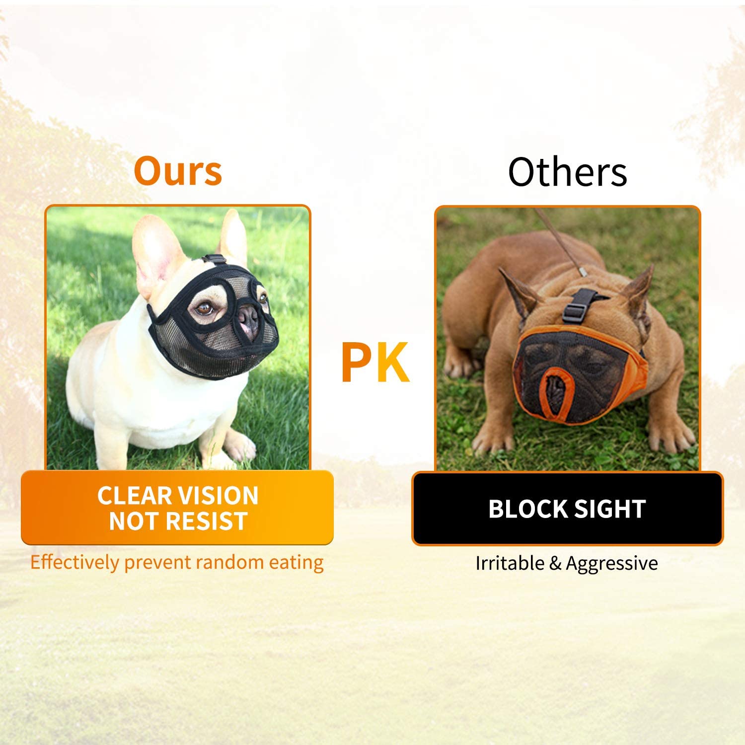 Bulldog Pug Muzzle Adjustable Breathable Mesh Dog Muzzle For Short ...