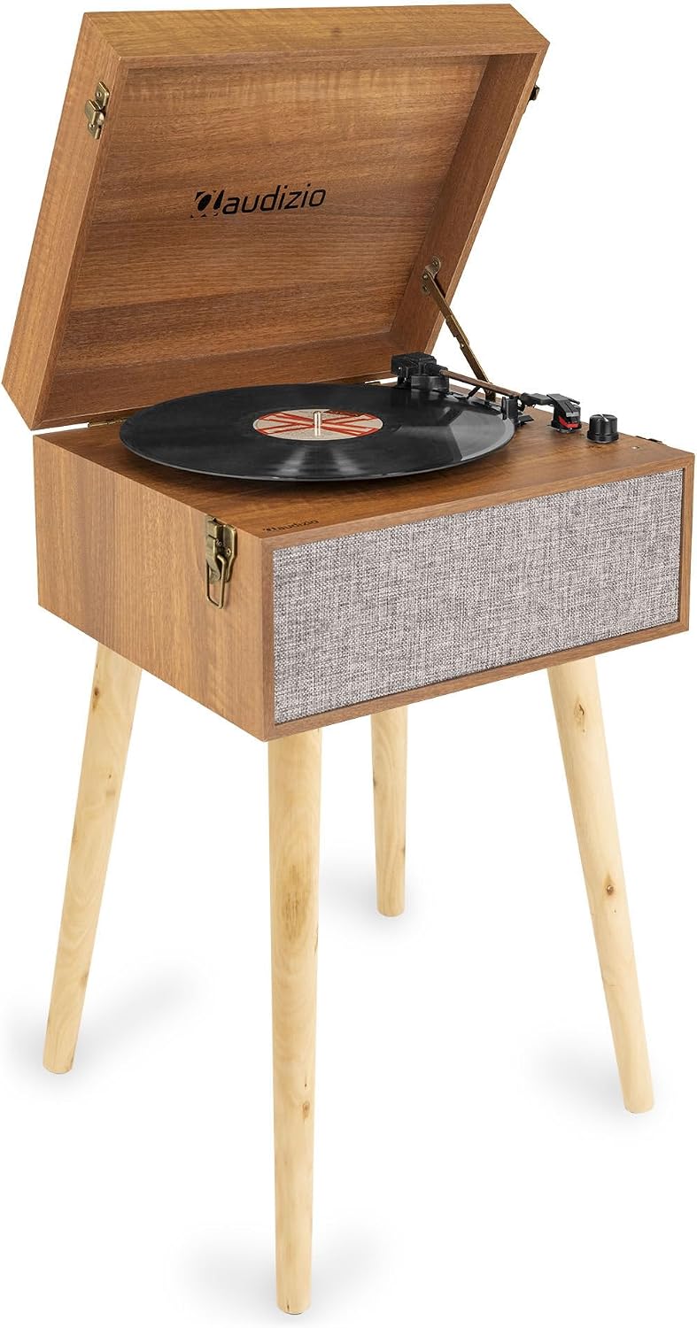 Audizio Fremont Retro Record Player with Legs, Built-in Speakers and ...
