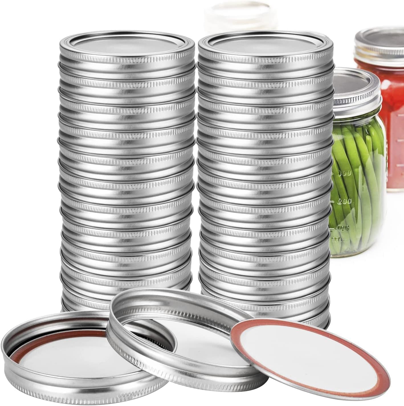 Amazon.com: 48Pcs/24 Set, Canning Rings and Lids Regular Mouth, Mason ...