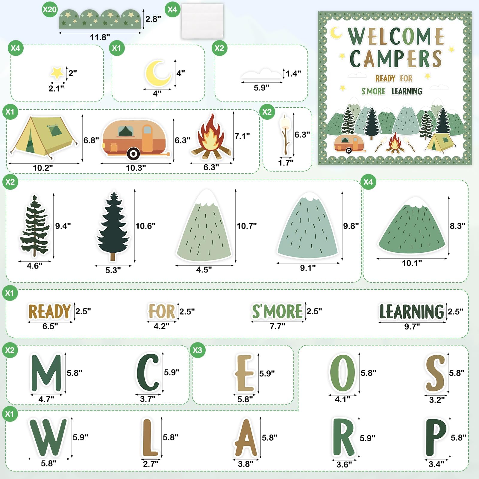 Adventure Classroom Decor 84-Piece Camping Bulletin Board Decor Set ...