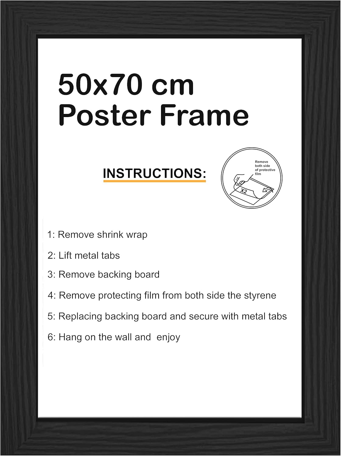 50cm x 70cm Poster frame Picture Frame Black/White/Oak Photo Frame 50cm ...