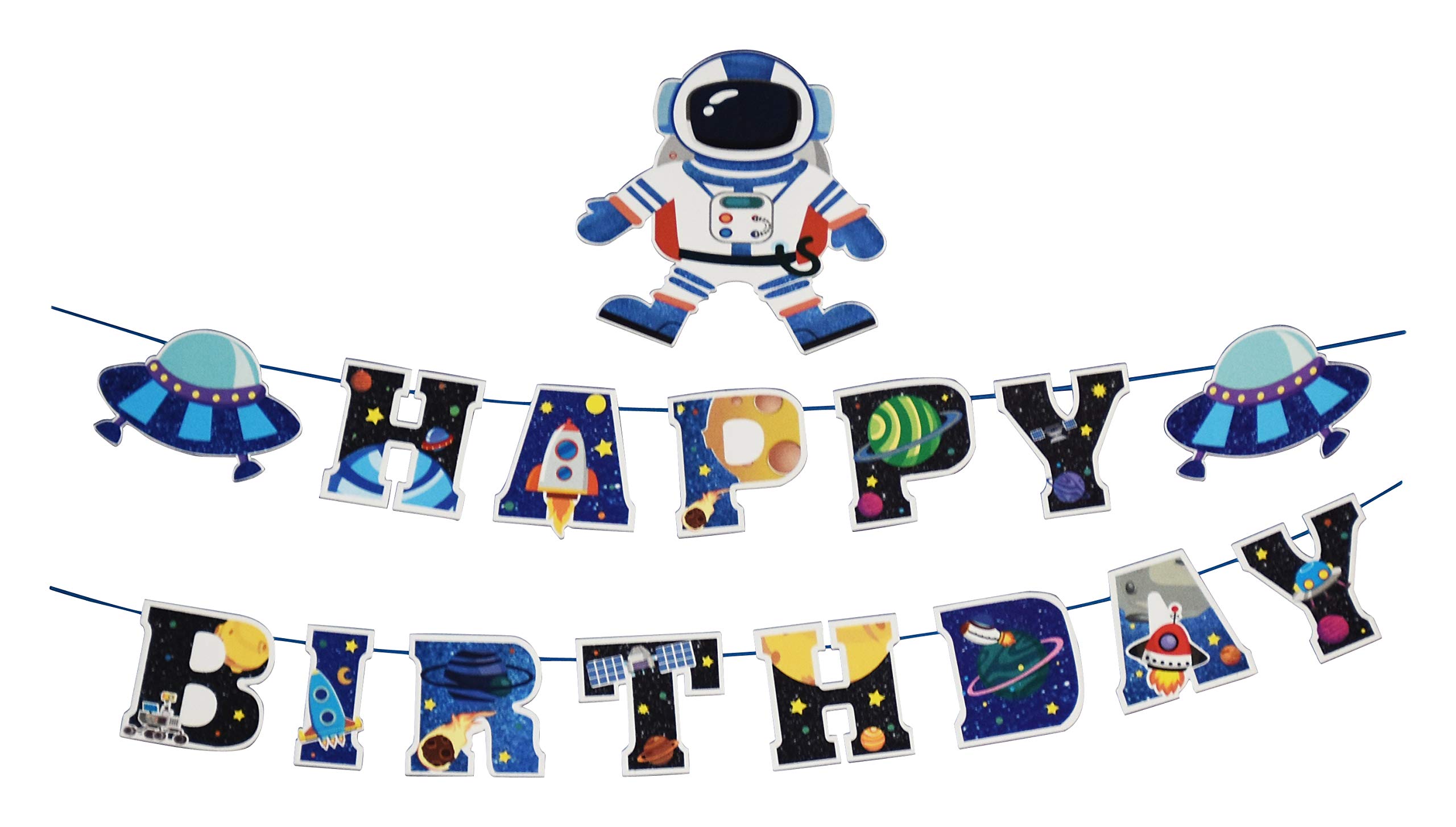 Astronaut Birthday Party Banner Trip To The Moon Happy Birthday ...