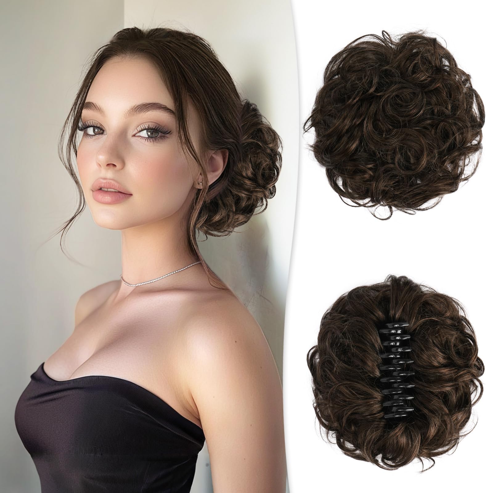 Amazon.com : RUWISS Large Messy Bun Hair Piece with Claw Clip Human ...