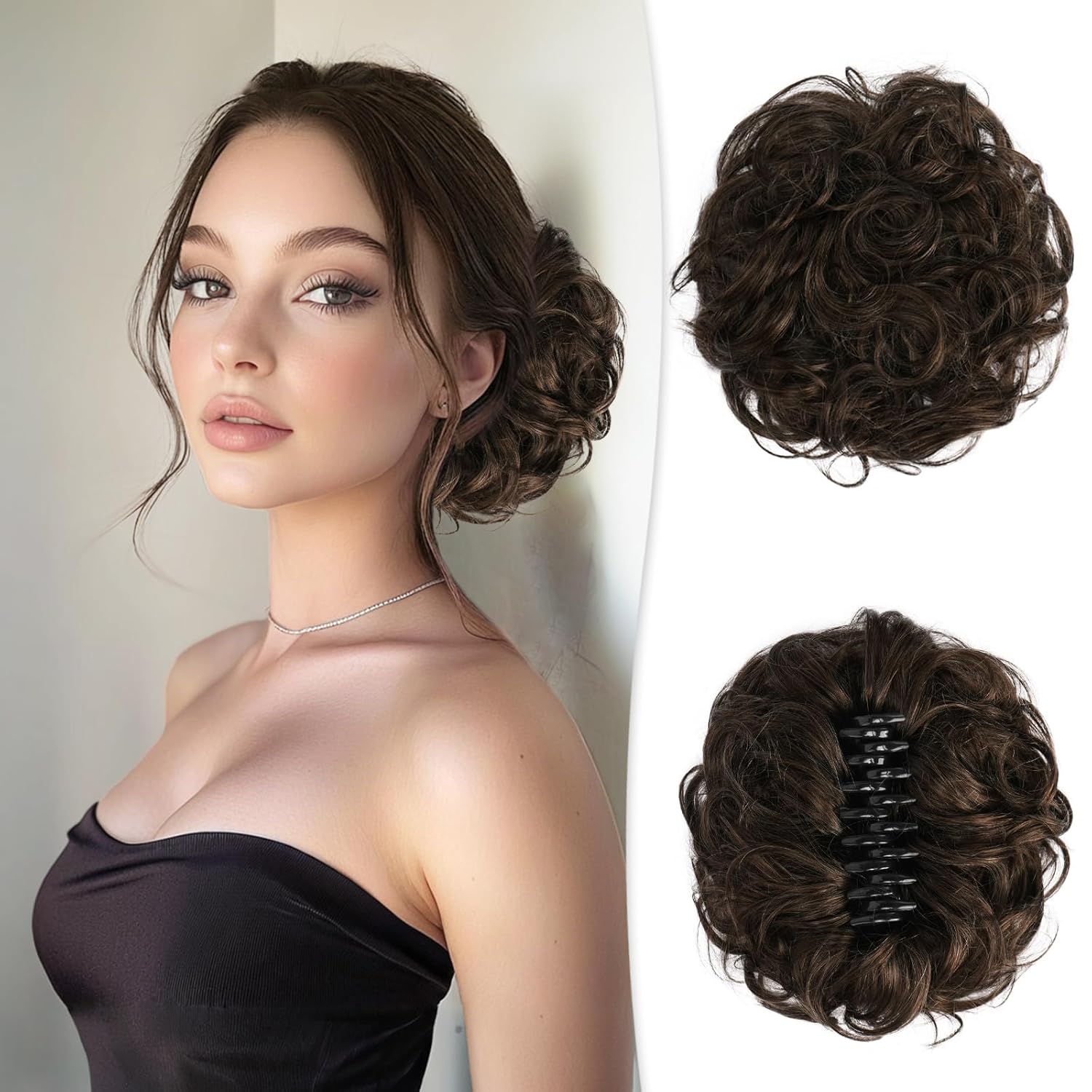 Amazon.com : RUWISS Large Messy Bun Hair Piece with Claw Clip Human ...