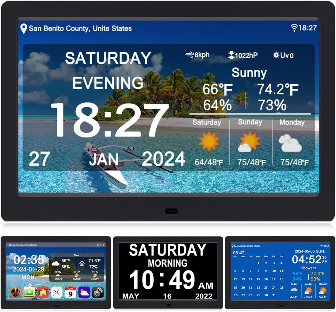 Amazon.com: FEYBYLA WiFi Digtial Calendar Clock with Day and Date Alarm ...