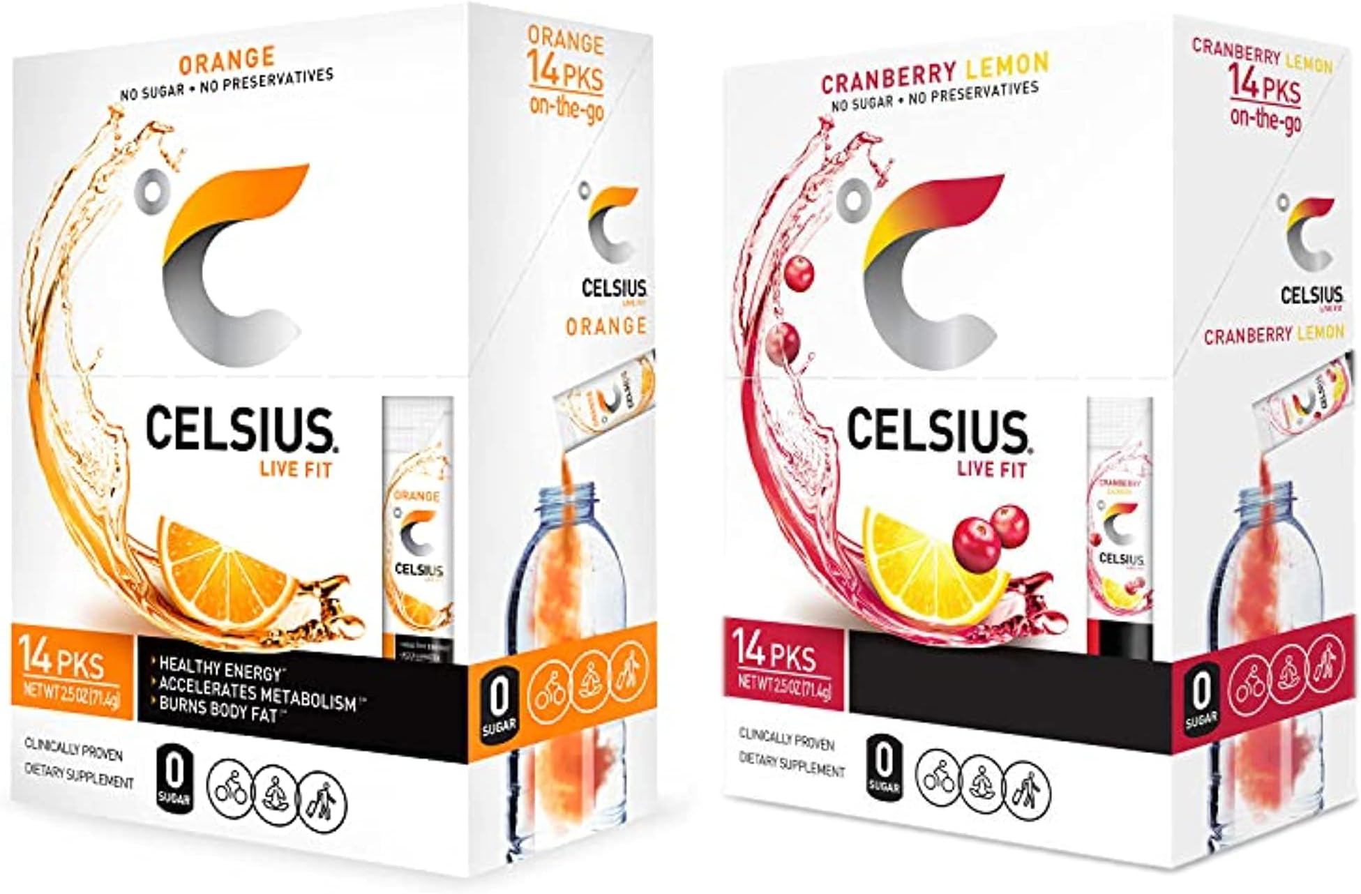 Amazon.com : CELSIUS On-the-Go Powder Stick Zero Sugar, Orange, 2.6 Oz ...