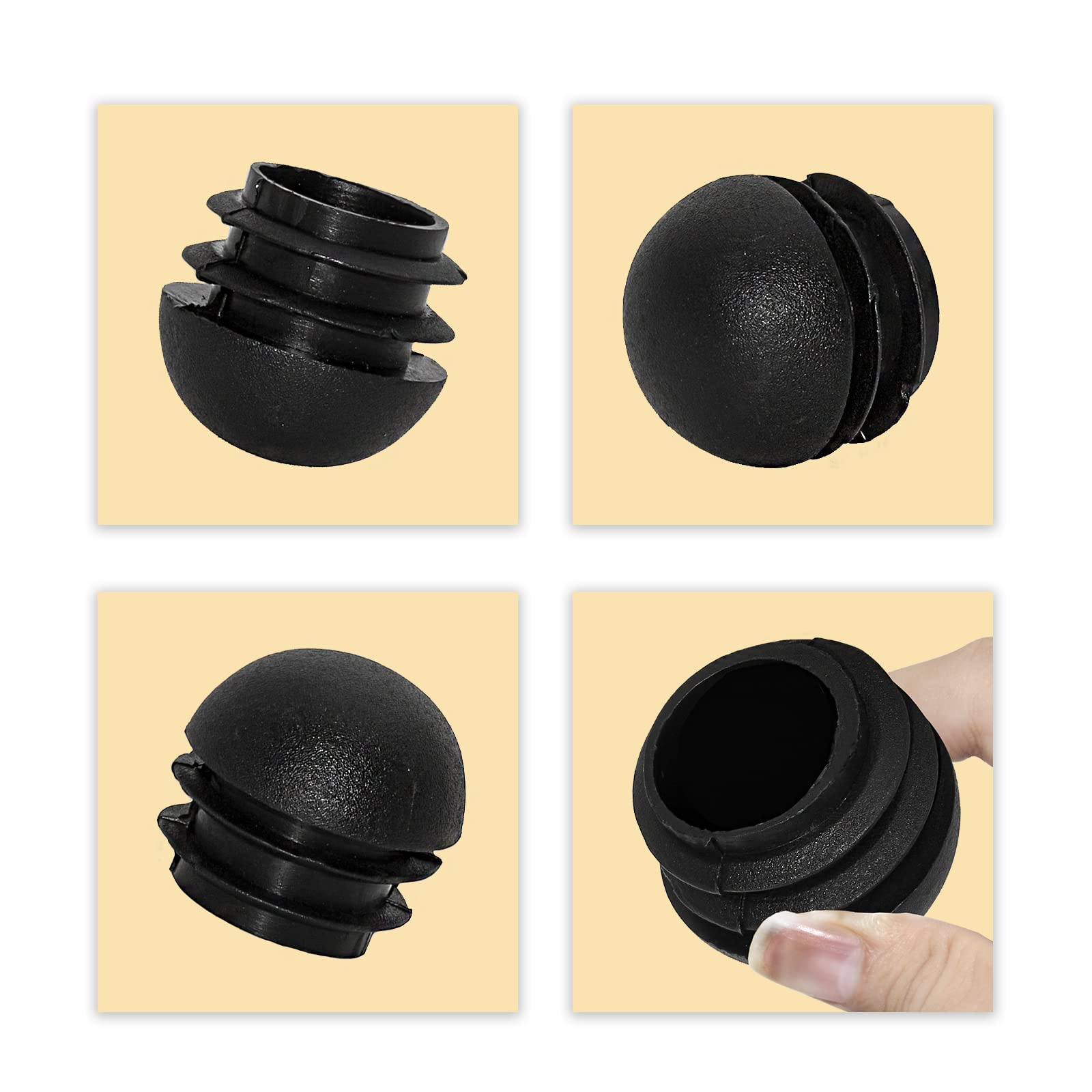 Snapklik.com : Flyshop 4 Pack Black Plastic End Caps Round Tubing Hole ...