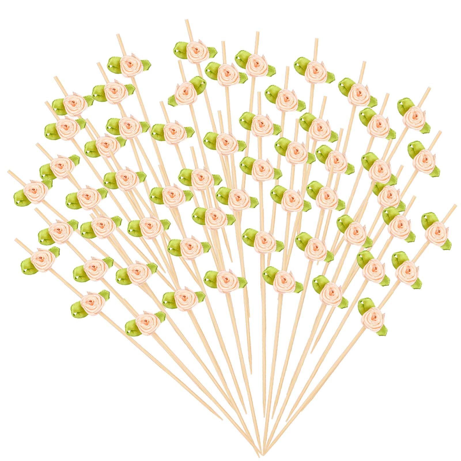 Amazon.com | 100PCS Rose Flower Fancy Toothpicks for Appetizers, 4.7 ...