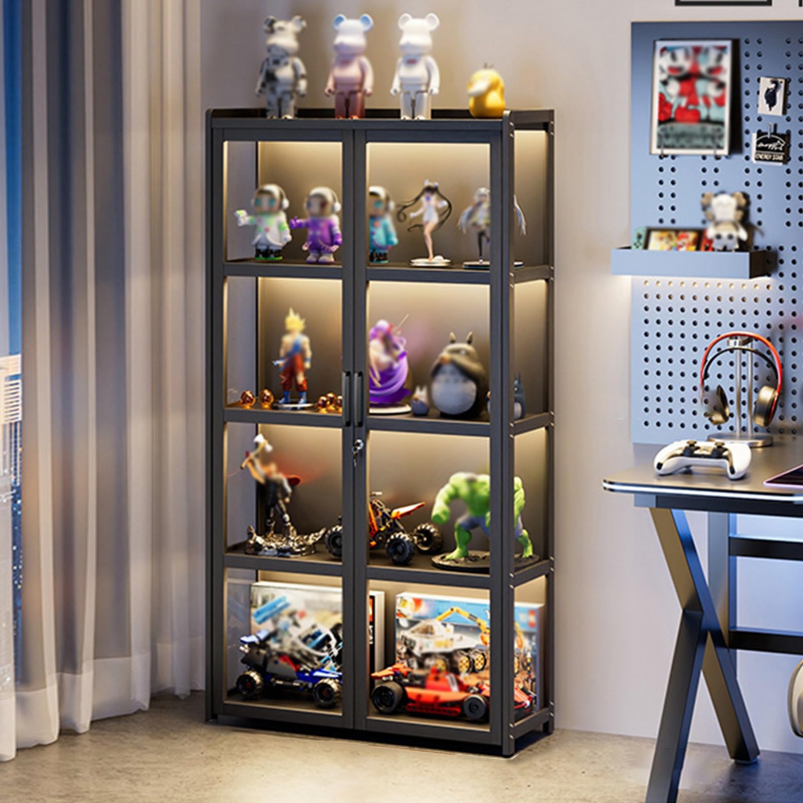 Amazon.com: EFGETD Display Cabinet for Collectibles with Led Lights ...