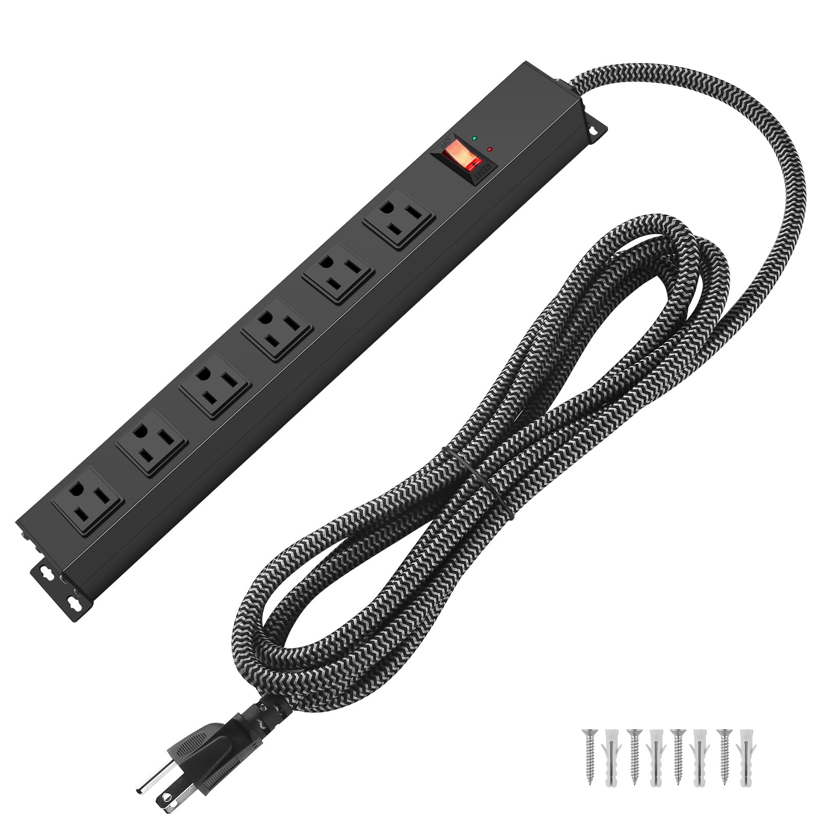 Amazon.com: 6 Outlet Metal Power Strip with Switch,Heavy Duty Wall ...