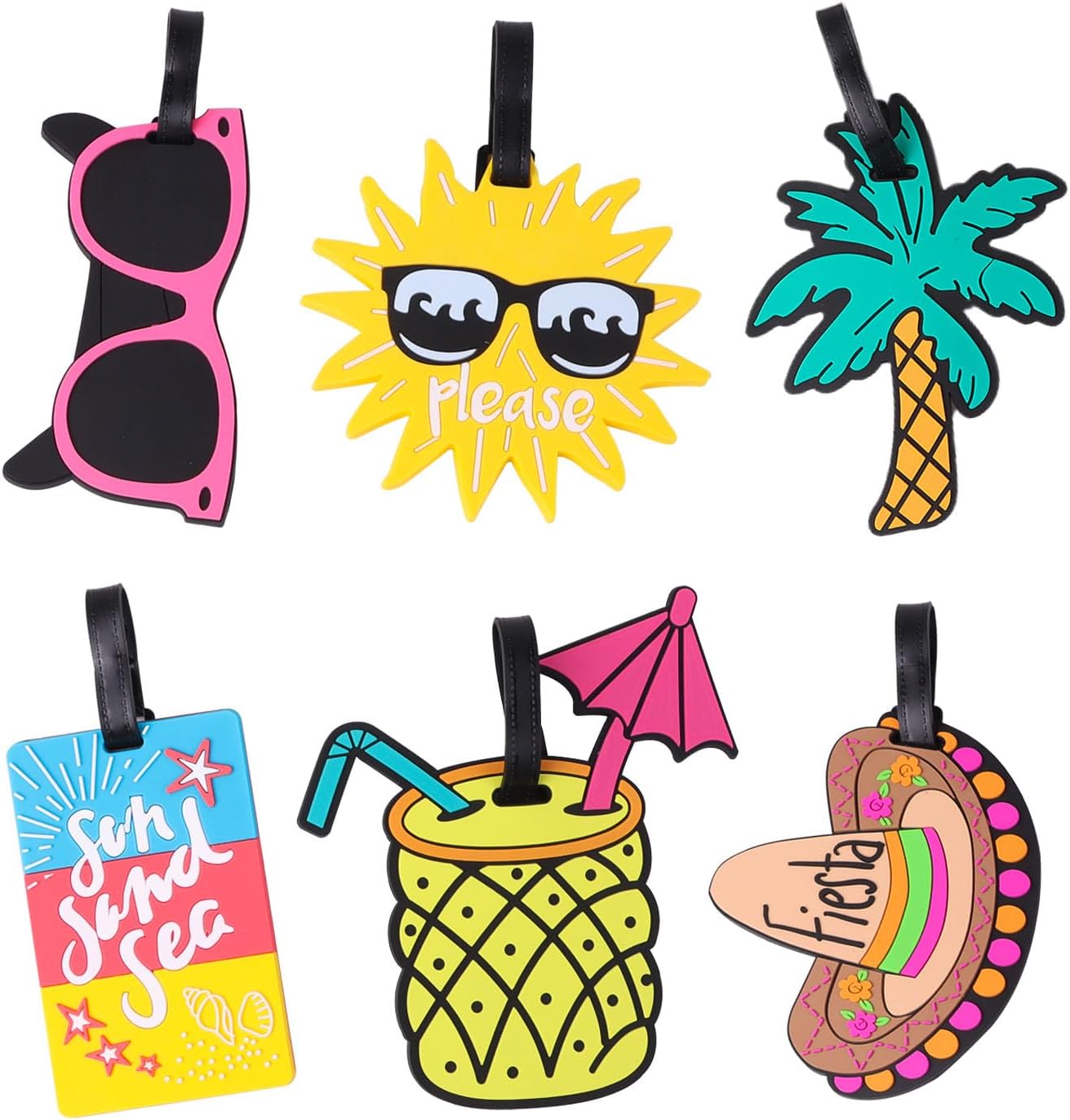 Amazon.com | LOKIPA 6 Pack Unique Luggage Tags - Fun Summer Beach ...