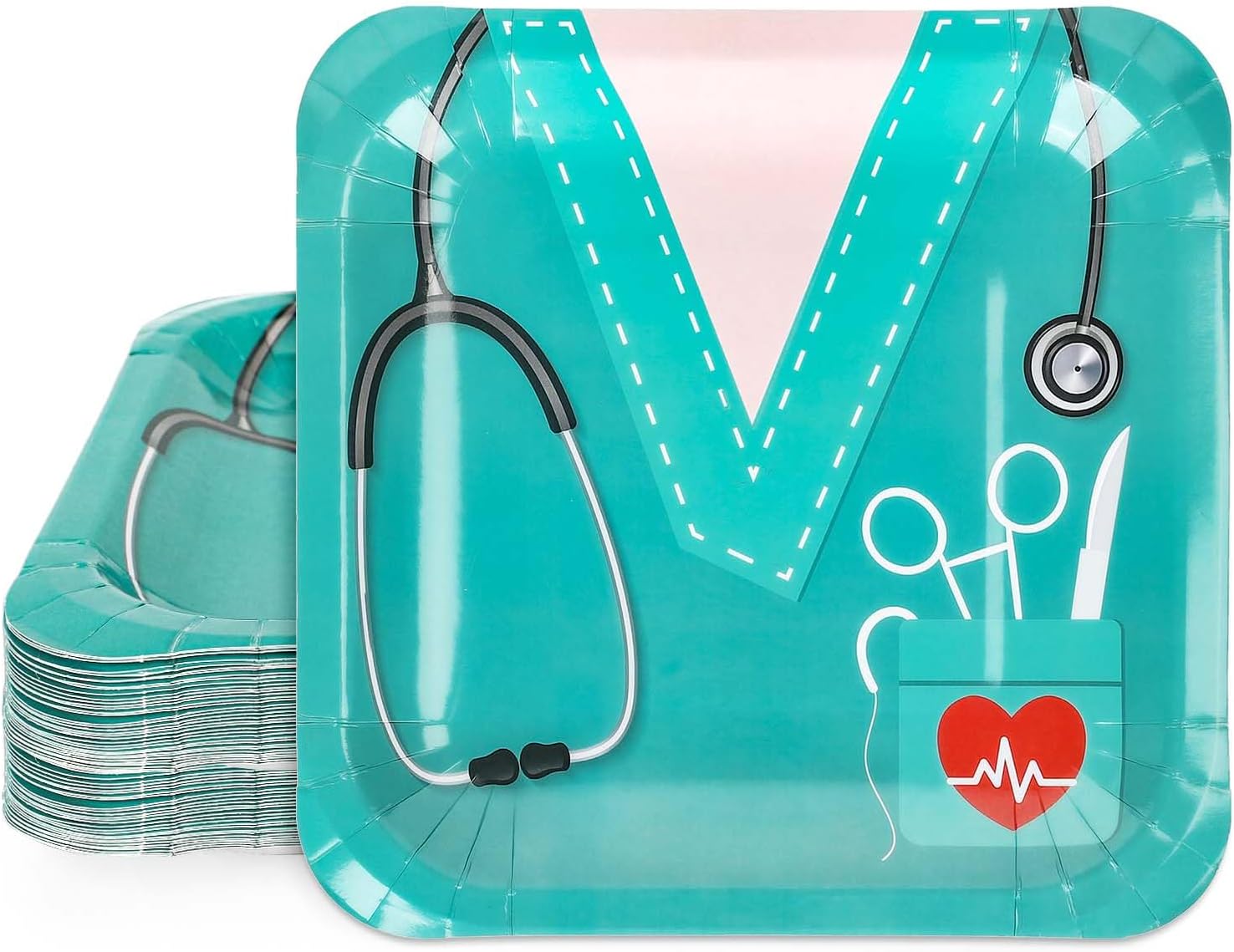 Amazon.com: Sparkle and Bash 80 Pack Nurse Paper Plates for Nursing ...