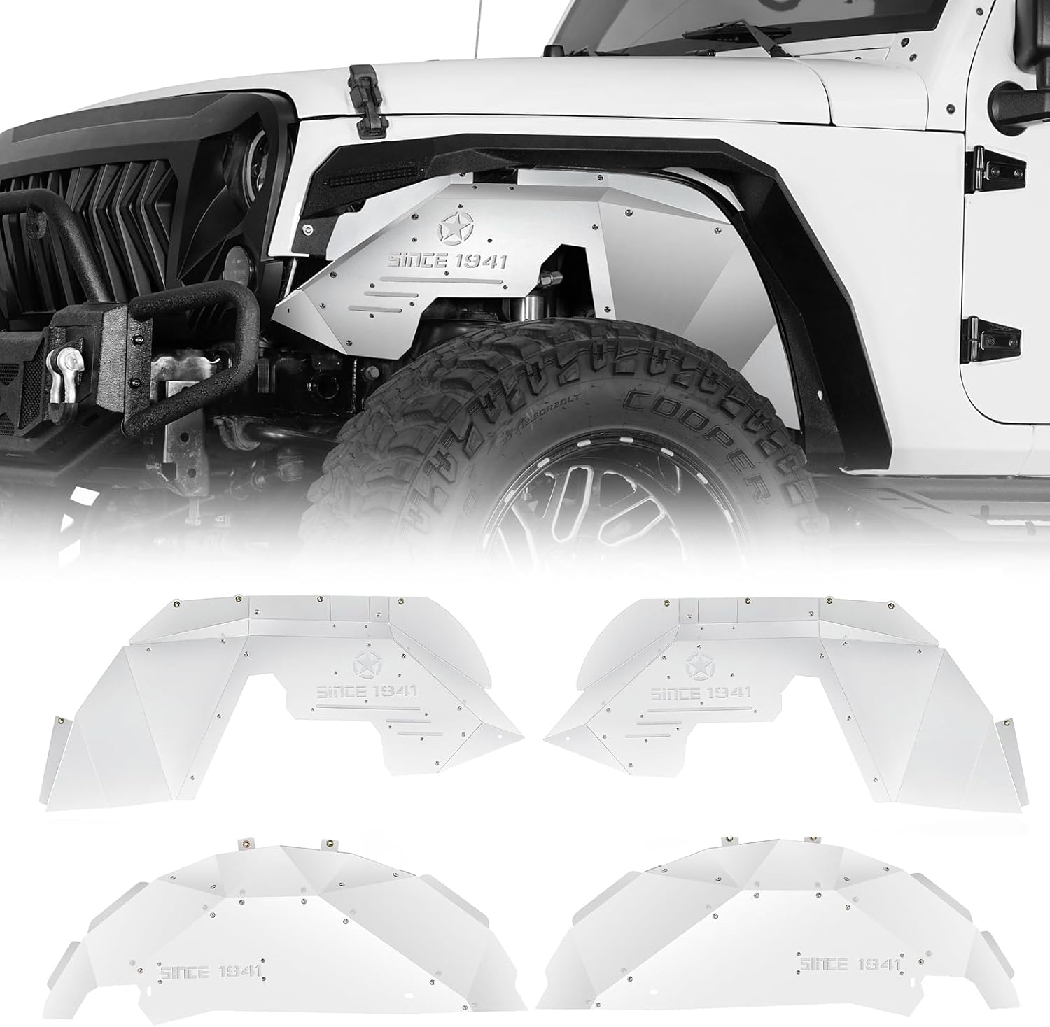 Amazon.com: Hooke Road Aluminum Front and Rear Inner Fender Liners Set ...