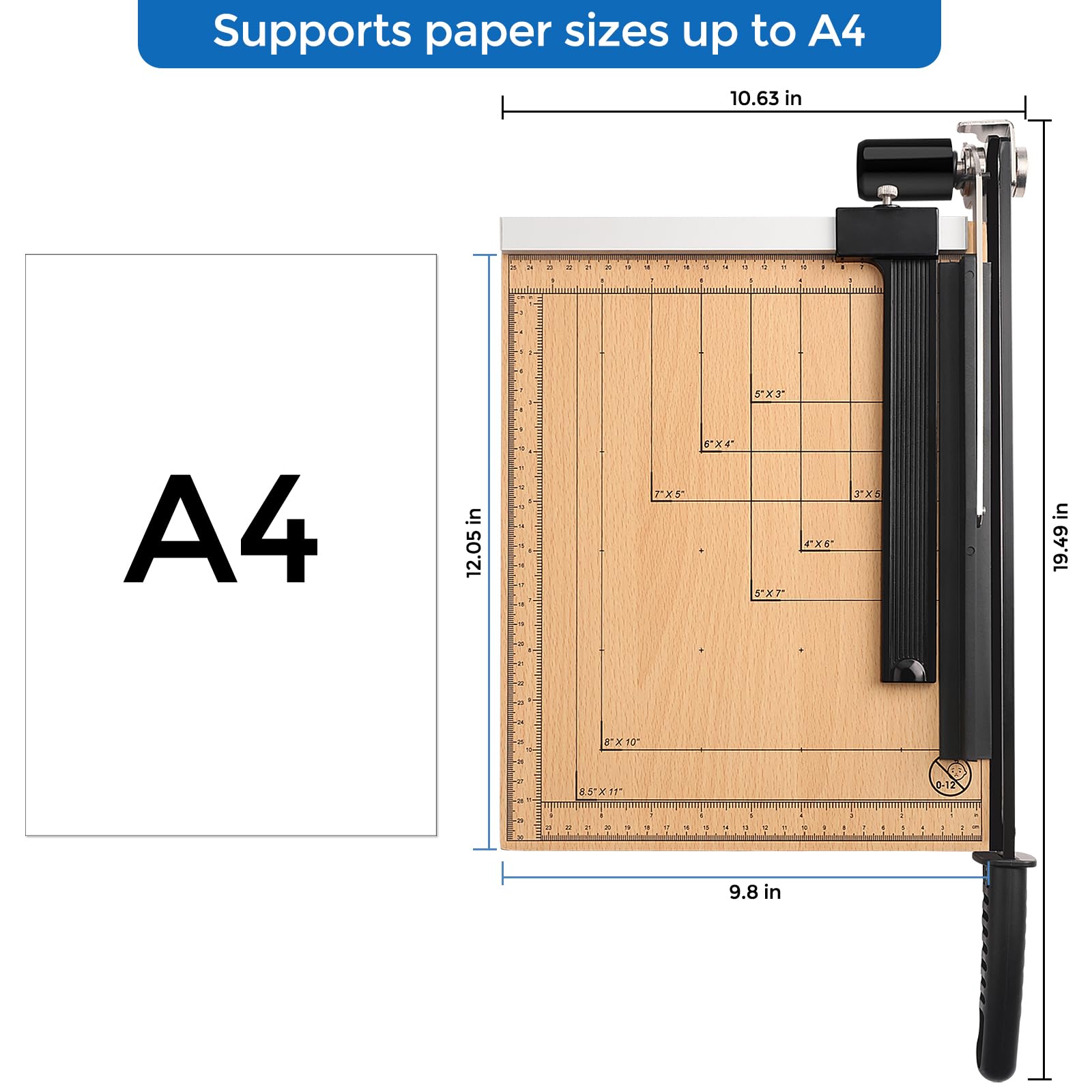 Snapklik.com : 12" Wood Heavy Duty Guillotine Trimmer, 16 Sheet ...