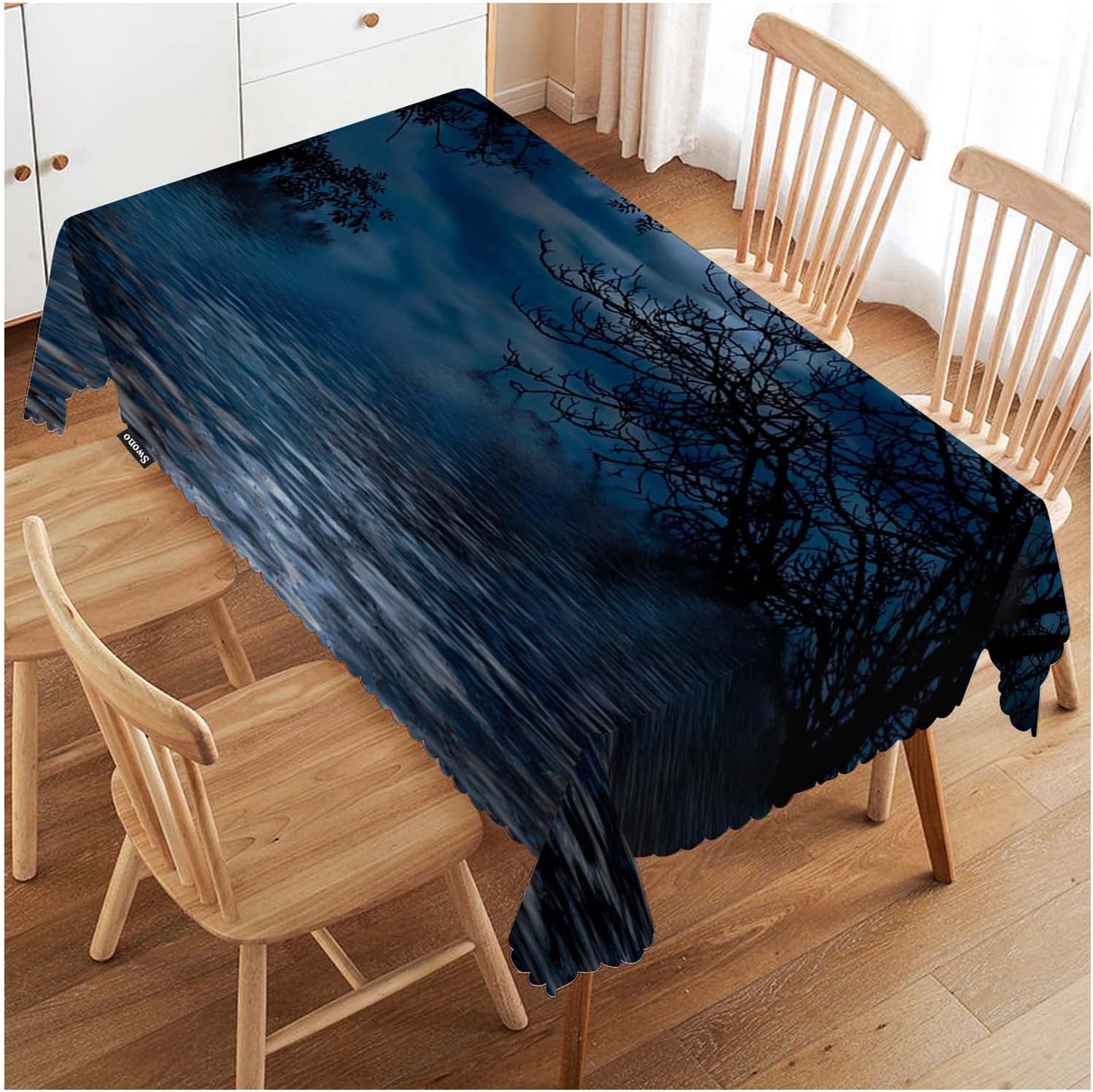 Amazon.com: Swono Tablecloth Full Moon, Fantasy Forest Lake Full Moon ...