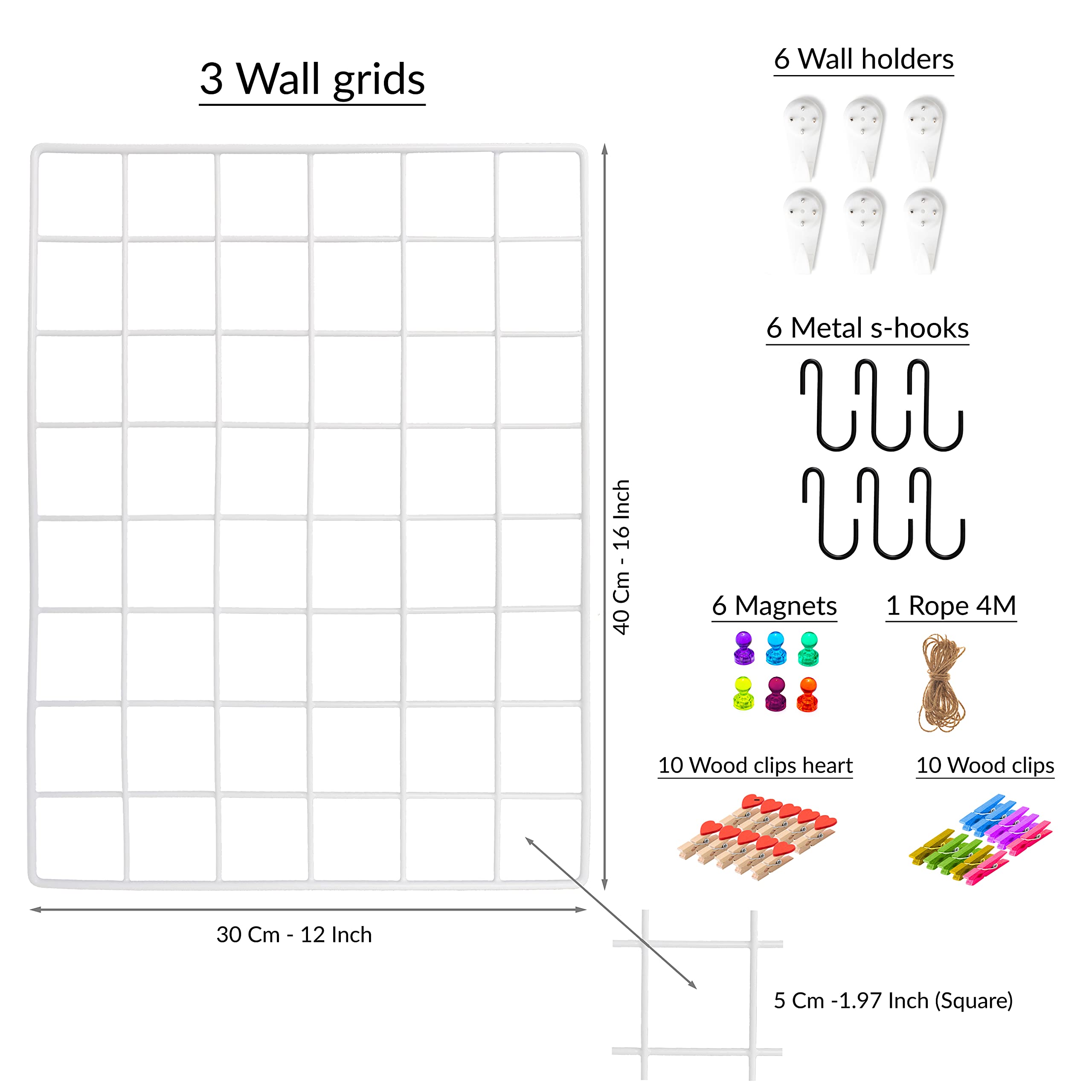 3 Pack Wire Wall Grid Panel | Photo Display Gridwall | Metal, White ...