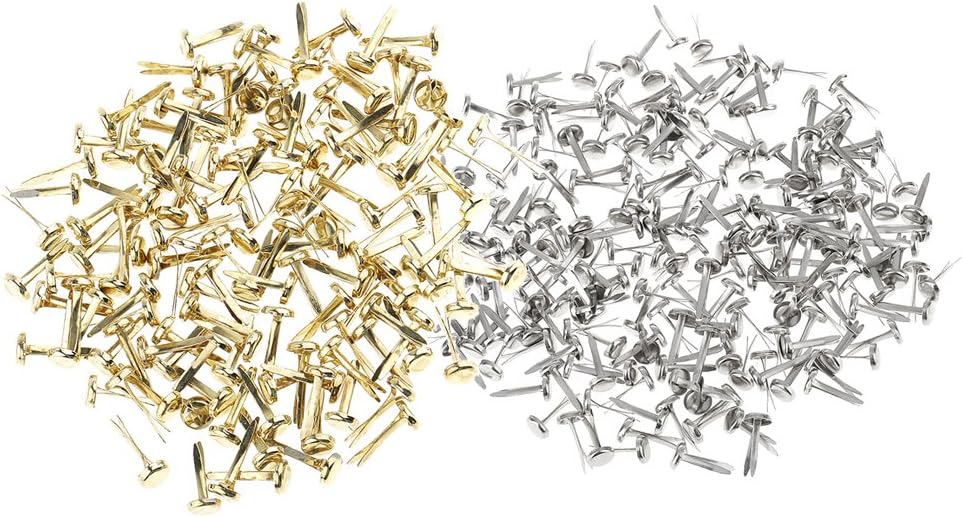 Amazon.com: Sowaka Mini Brads 50 Pcs Glod 50 Pcs Silver Round Metal ...