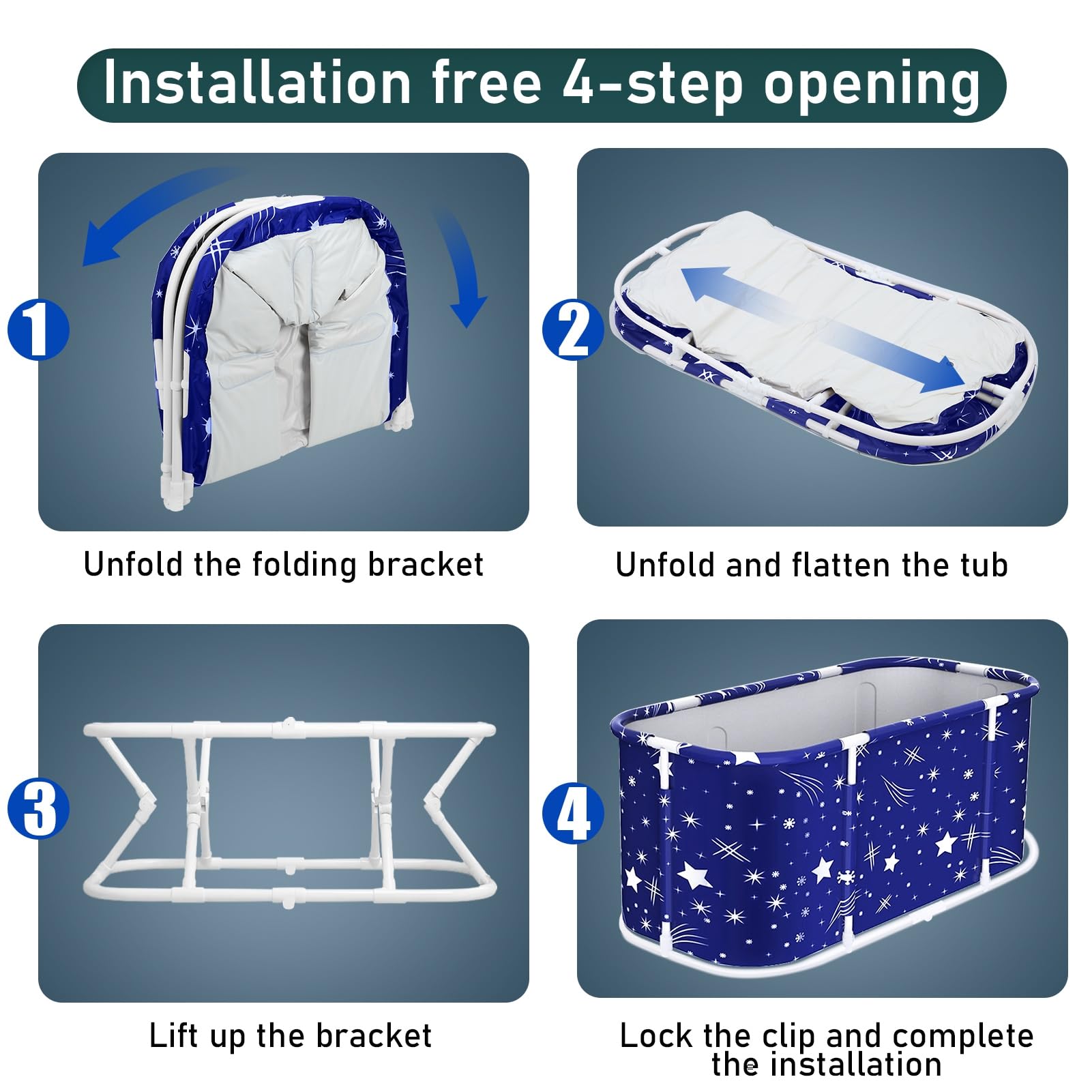 Bath Tub Sxvbdway Large Foldable Bathtub For Adult Folding Tub, Extra ...