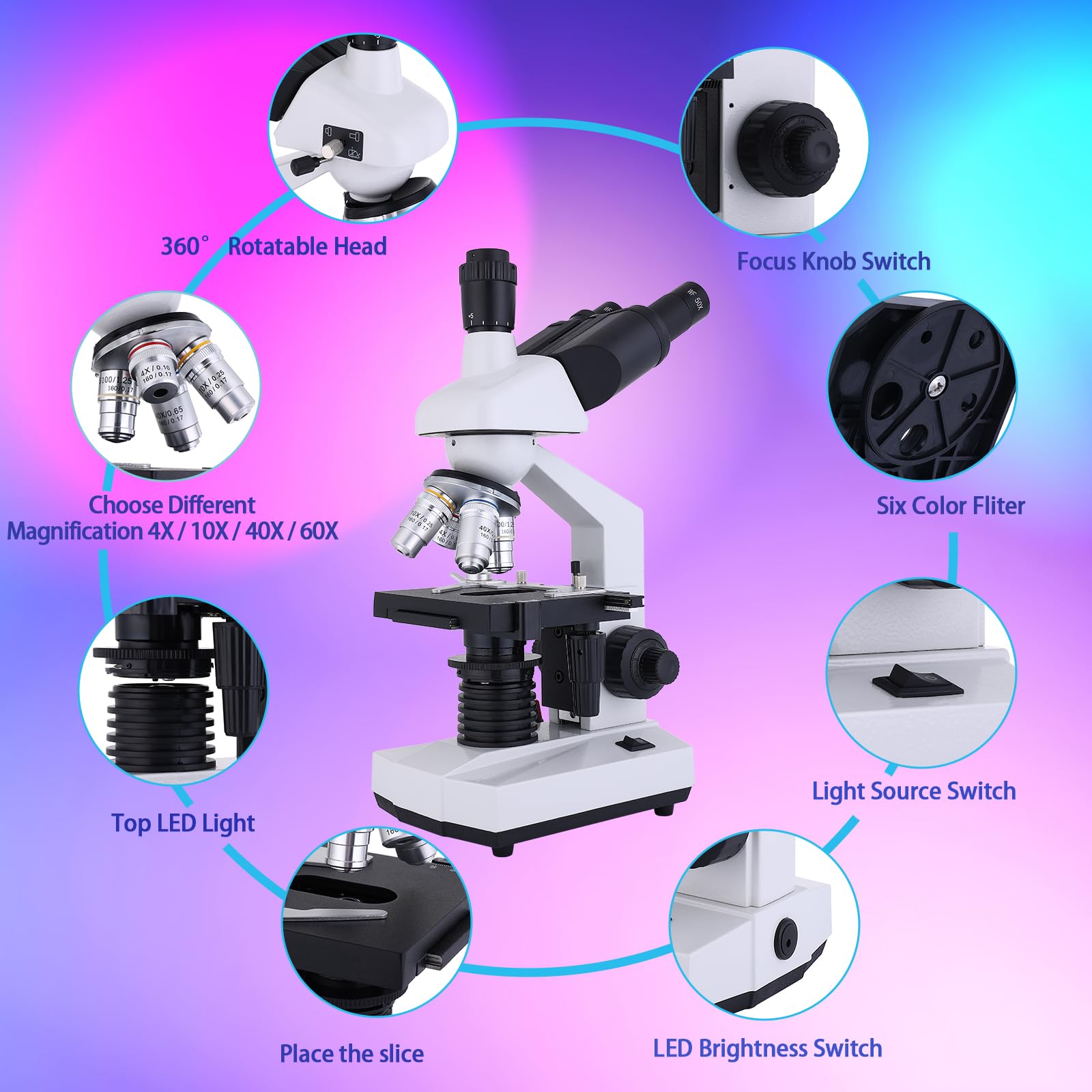 Snapklik.com : Poothoh Compound Trinocular Microscope, 40X-5000X ...