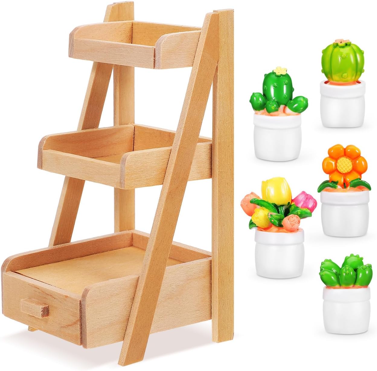 Amazon.com: 1 Set Miniature Plants Set with Stand: 4.32X2.28X2.16in ...