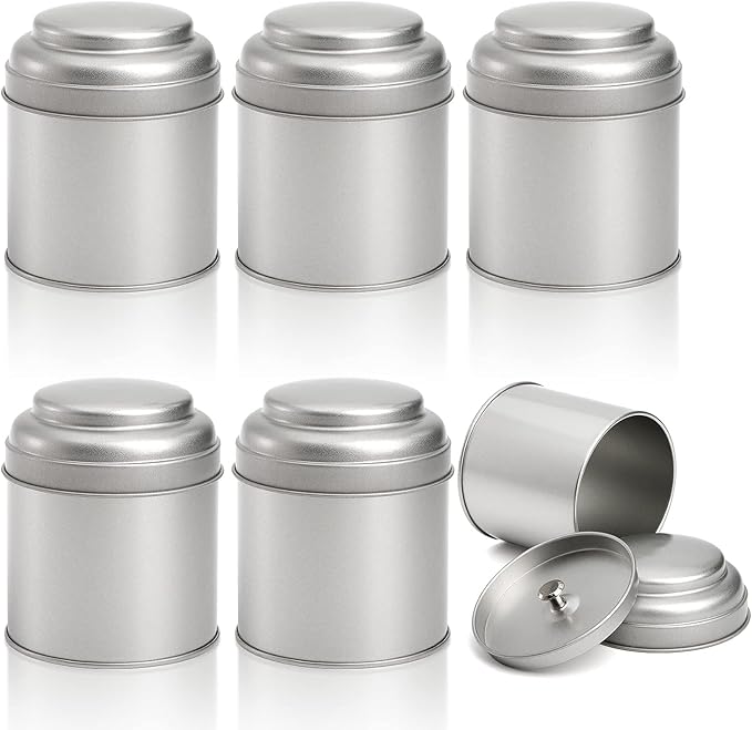 Lawei 6 Pack Tea Tins Canister with Airtight Double Lids, 8 OZ Round ...