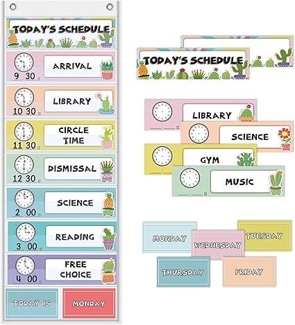 Amazon.com: Mewise Large Classroom Daily Schedule Pocket Chart, Back to ...