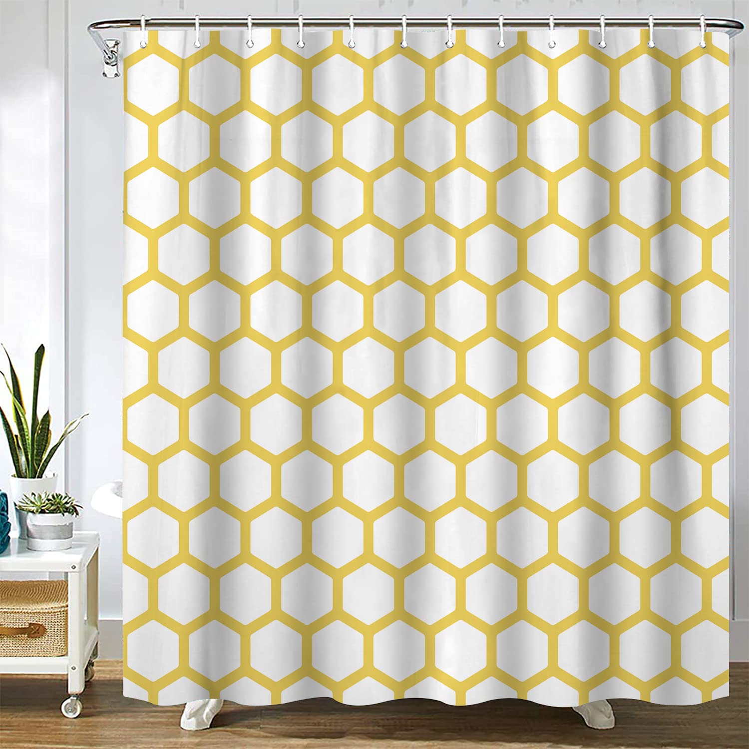 Amazon.com: SPXUBZ Yellow and White Hexagonal Pattern Honeycomb Beehive Simplistic Geometrical ...