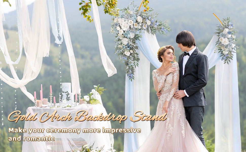 LING RUI Metal Arch Backdrop Stand 7.2ft Gold Wedding Arched Frame ...