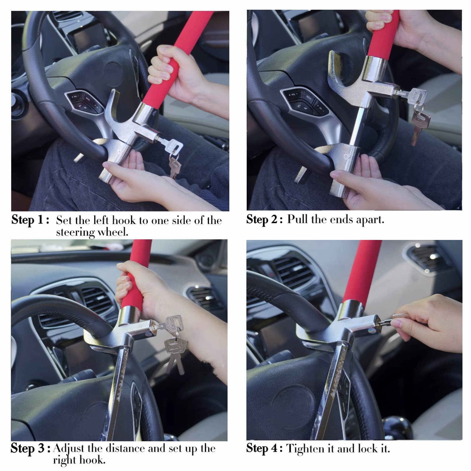 Snapklik.com : Anti-Theft Steering Wheel Lock Heavy Duty Steering Wheel ...
