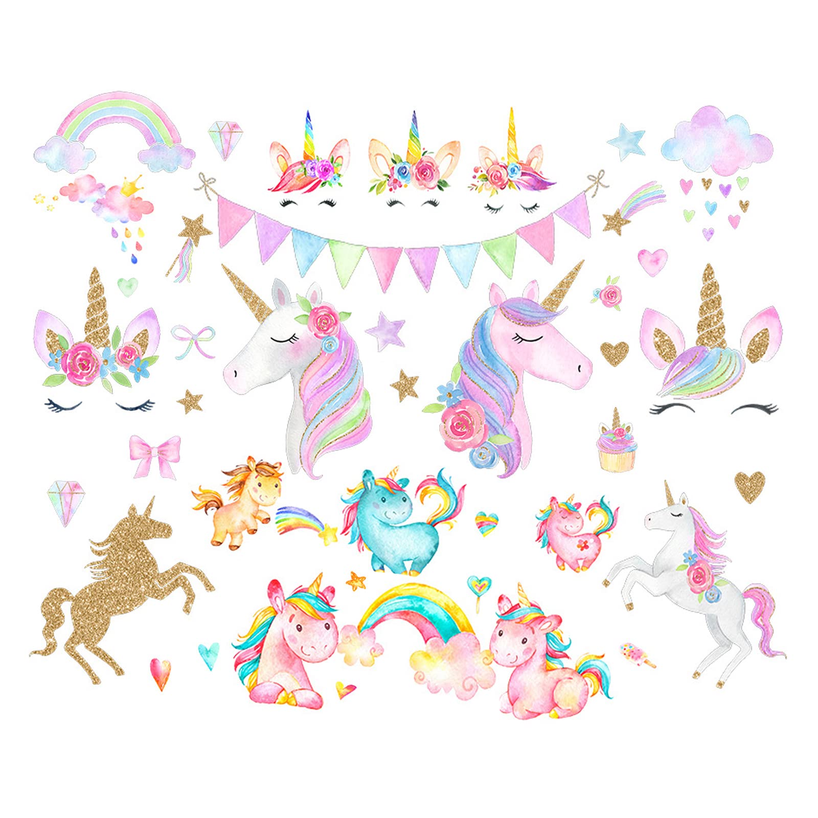 Cartoon Unicorns And Rainbows