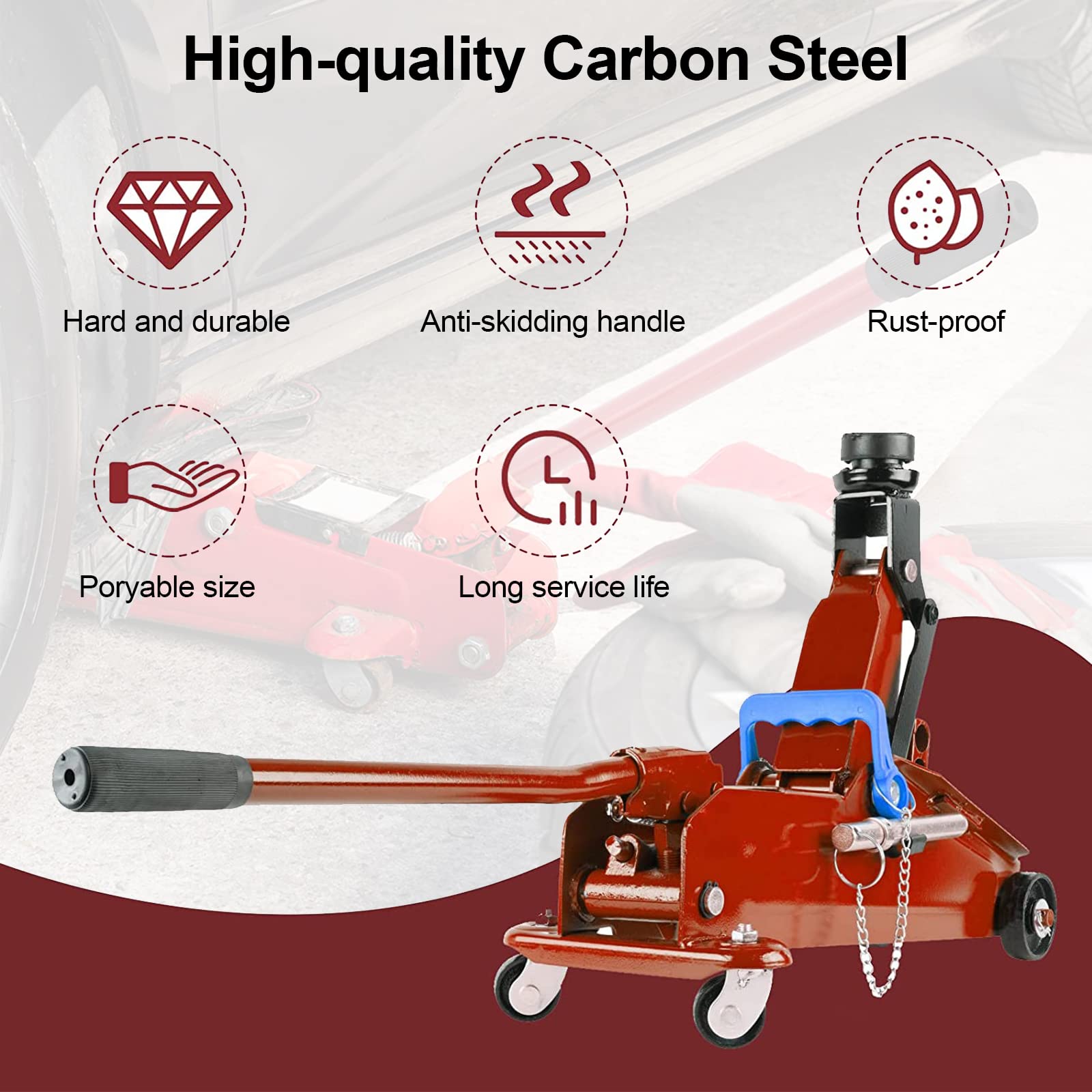 Snapklik.com : ANCKNE Horizontal Hydraulic Jack Handle 2 Ton, Jack ...