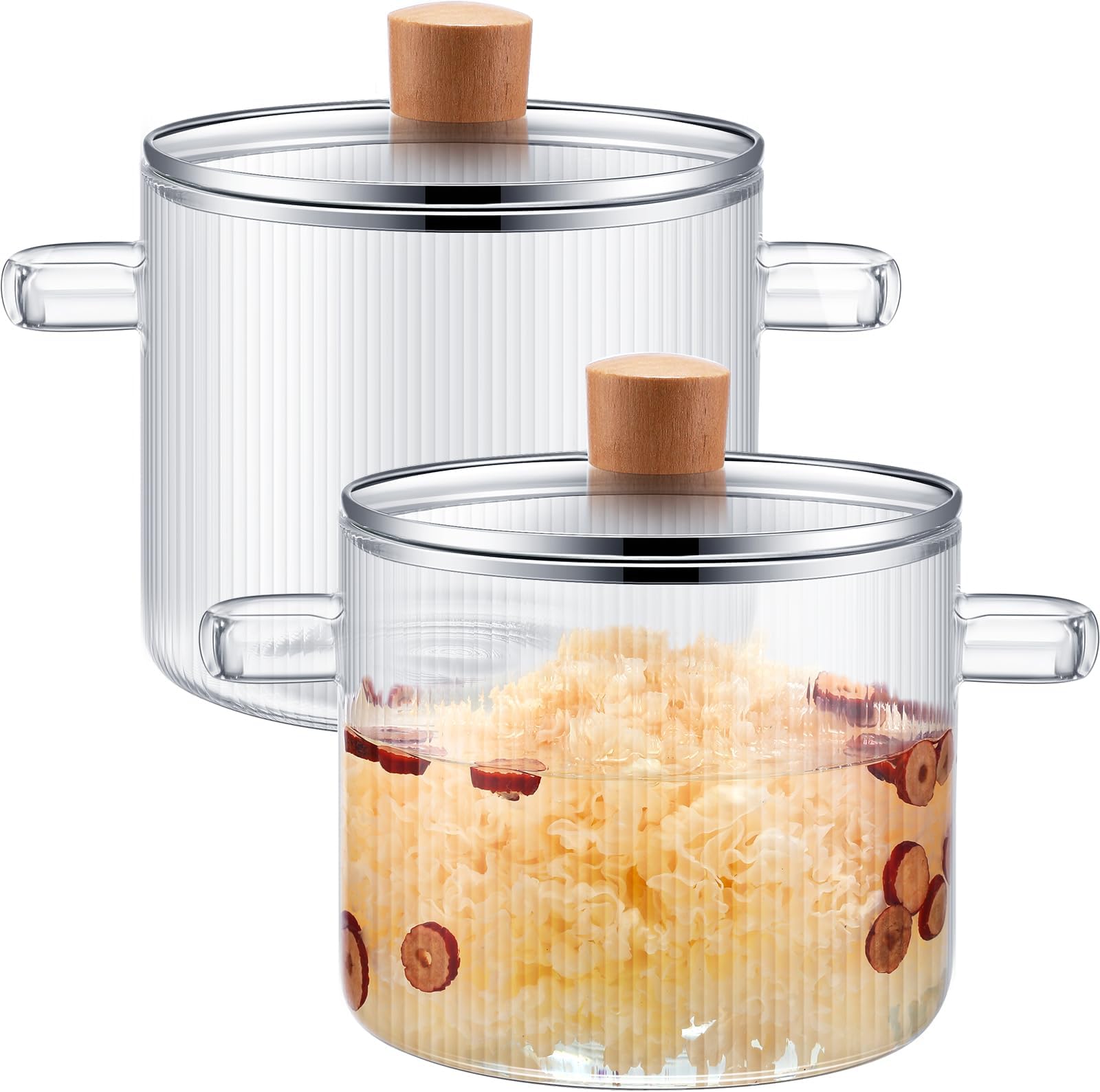 Amazon.com: Sabary 2 Pcs Glass Pots for Cooking with Lids Simmer Pots ...