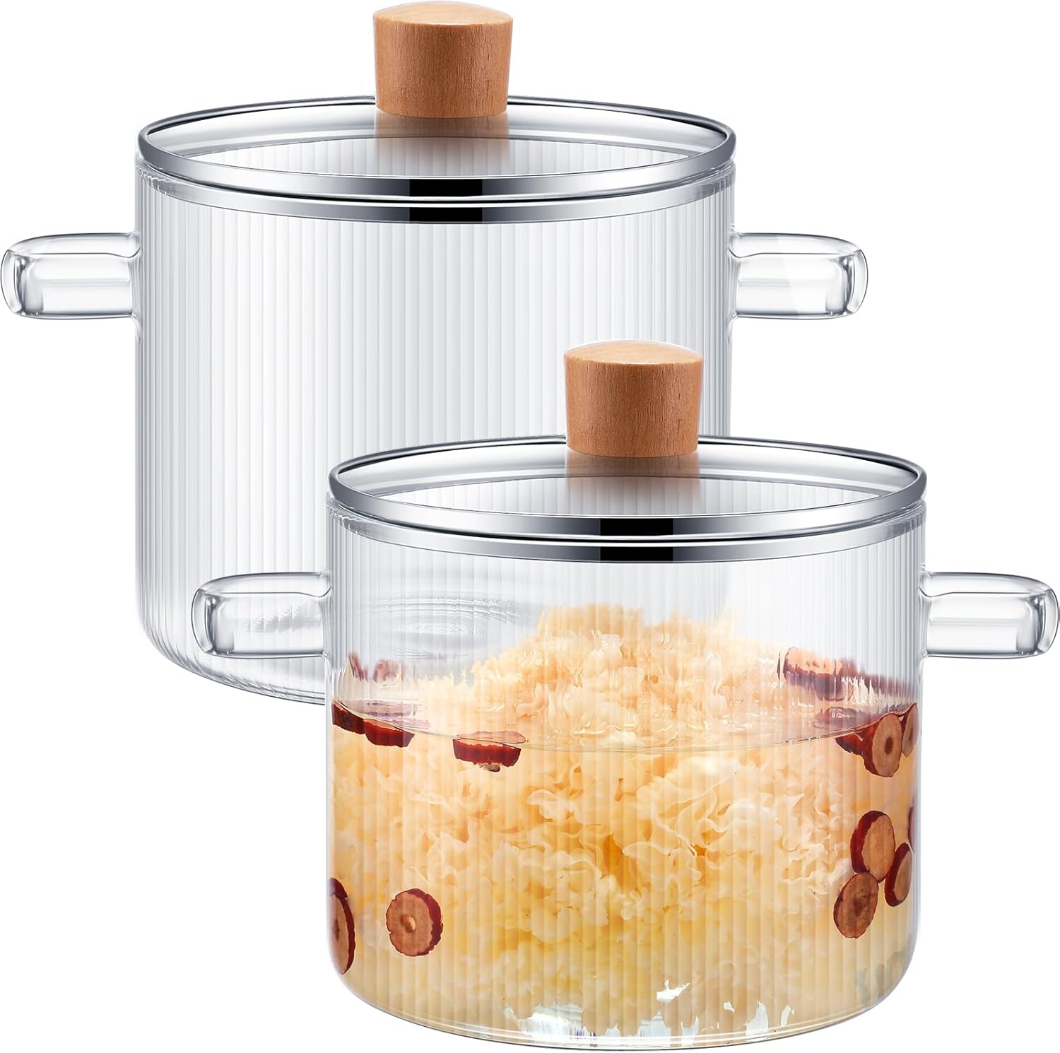 Amazon.com: Sabary 2 Pcs Glass Pots for Cooking with Lids Simmer Pots ...