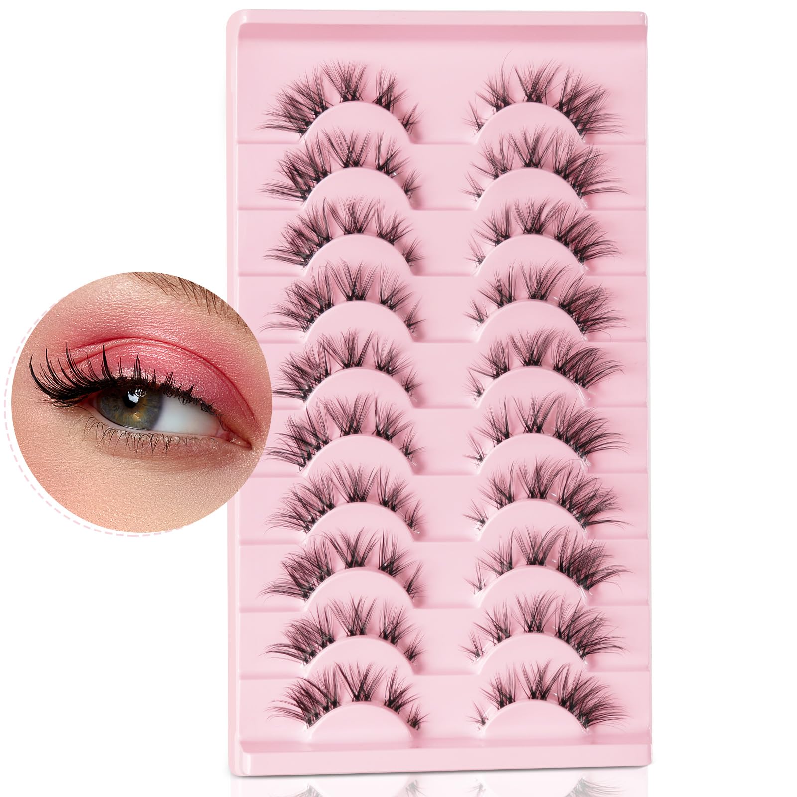 Amazon.com: False Eyelashes D Curl, 10 Pairs Lash Clusters with Clear ...