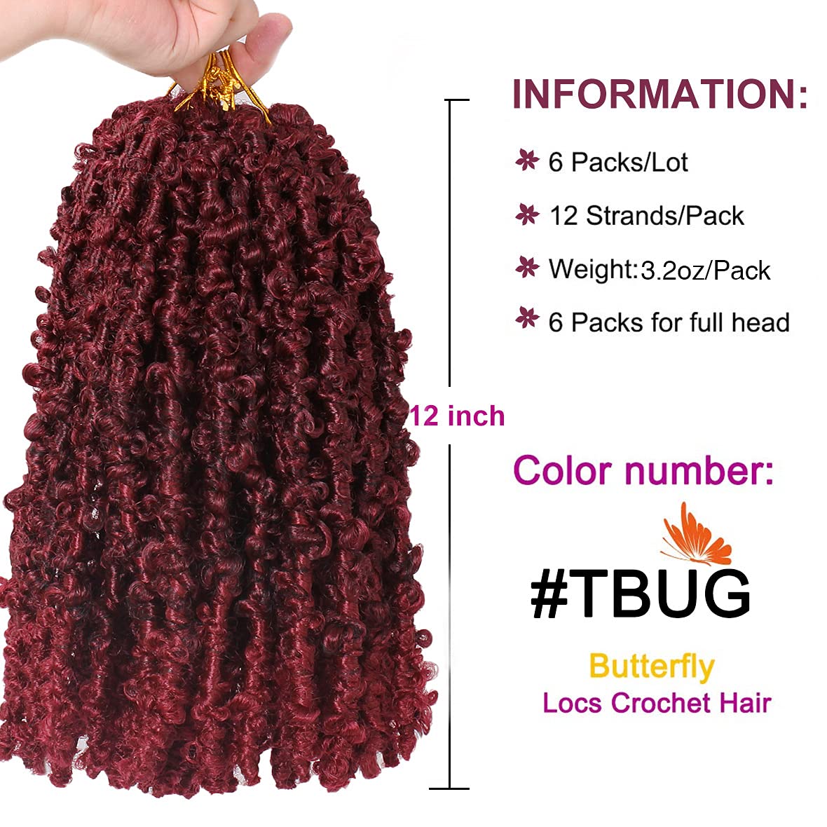 Snapklik.com : ZRQ Butterfly Locs Crochet Hair 12 Inch Pre Twisted 2 ...