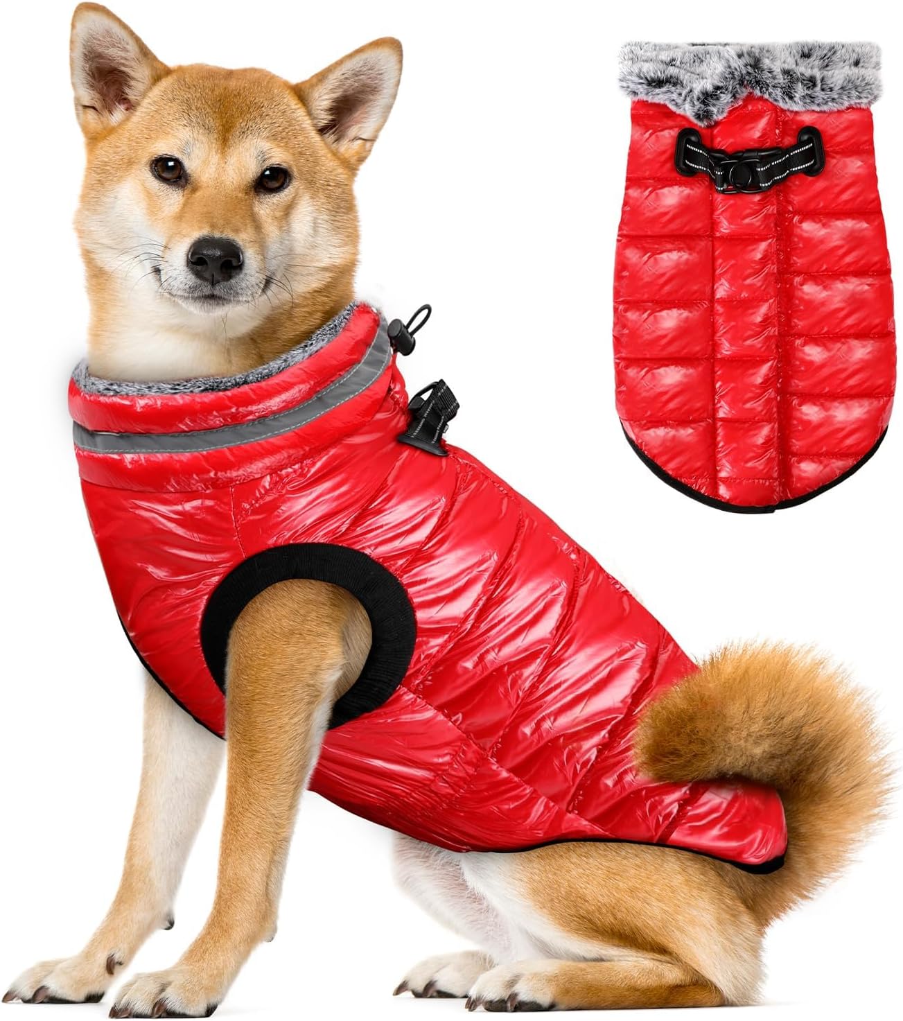 Eyein Waterproof Dog Coat with Harness, Fleece Turtleneck Warm Dog ...