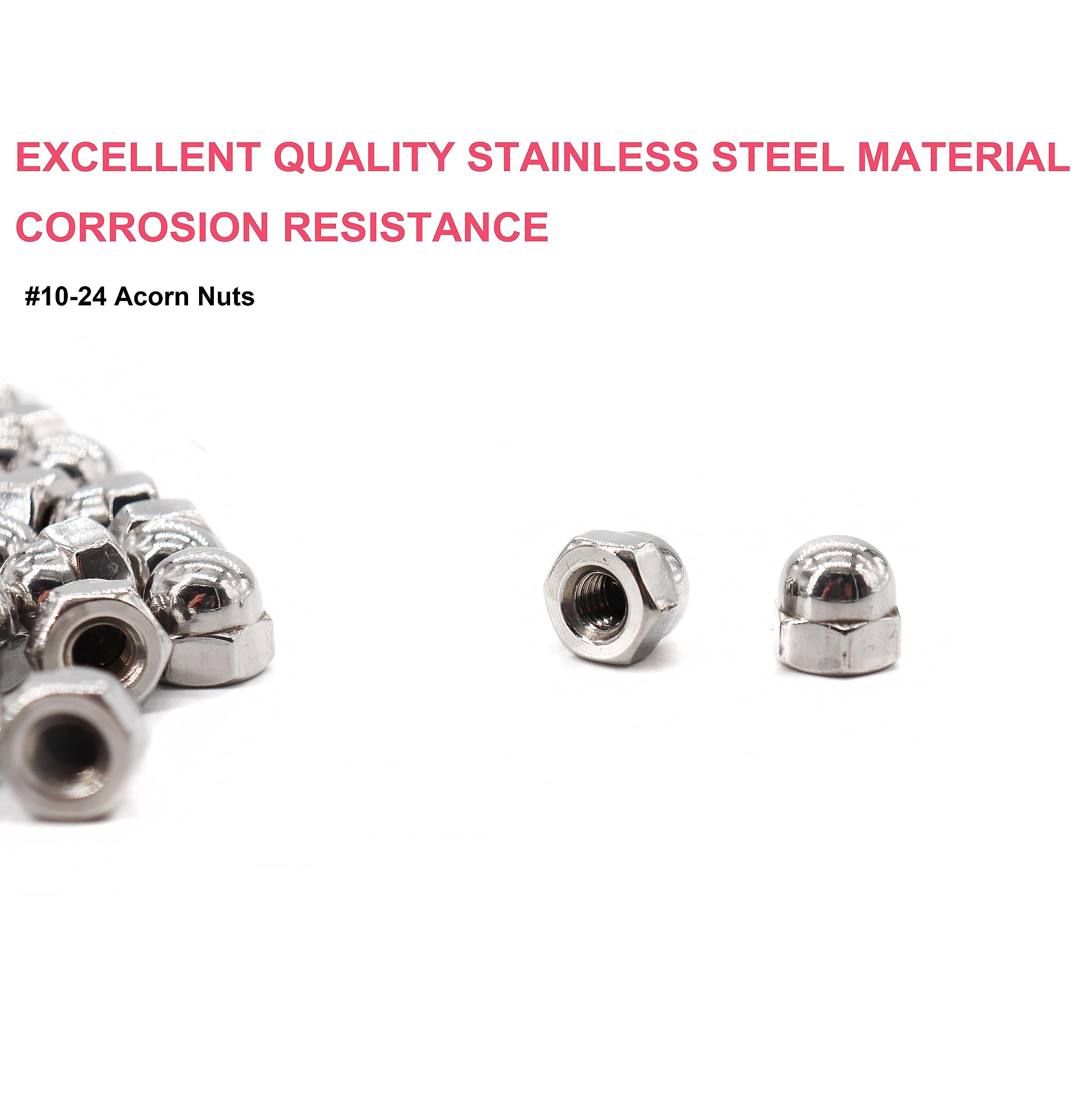 Snapklik.com : 60pcs 10-24 SAE Acorn Nuts 304 Stainless Steel Plain Finish