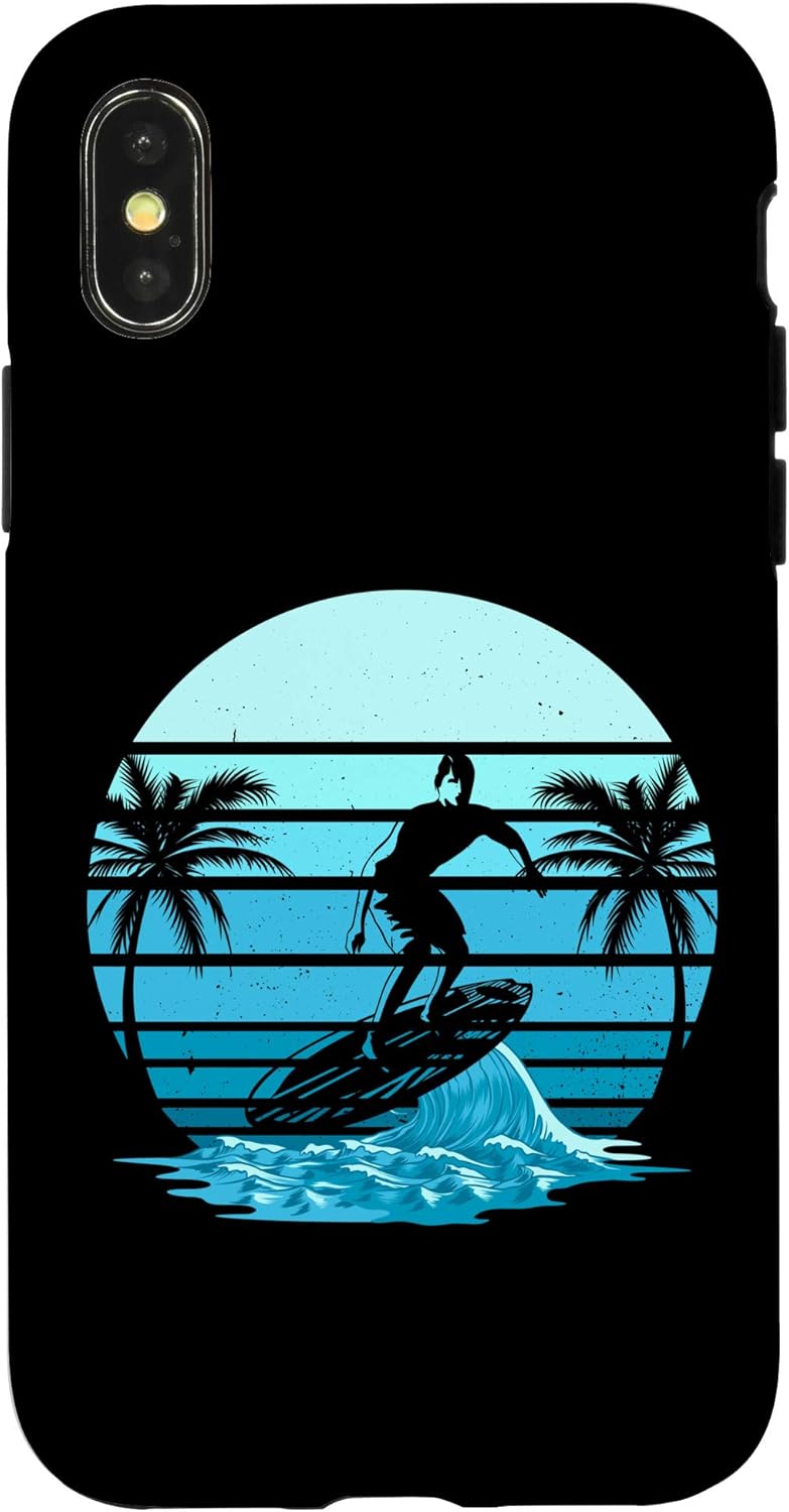 Amazon.com: iPhone X/XS Vintage Surf Sunset Surfing Lover Gift Beach ...