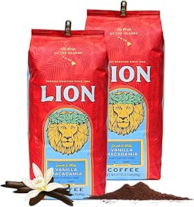 Amazon | ライオンコーヒーバニラマカダミア24oz(680g)粉×2個 | LION COFFEE Honolulu,Hawaii | 焙煎 通販