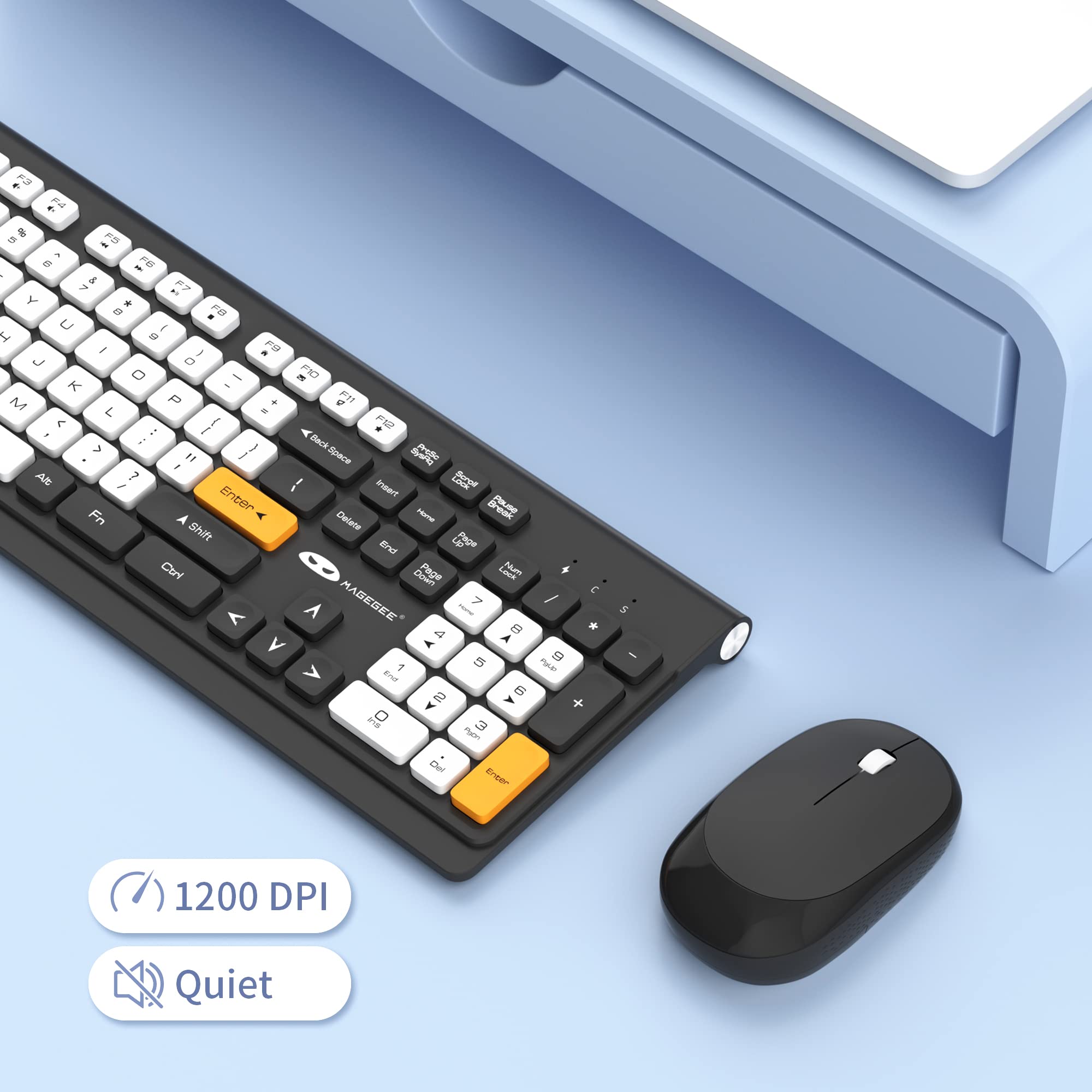 Wireless Keyboard Mouse Combo Magegee V650 Quiet Full Size 24g Ultra Thin
