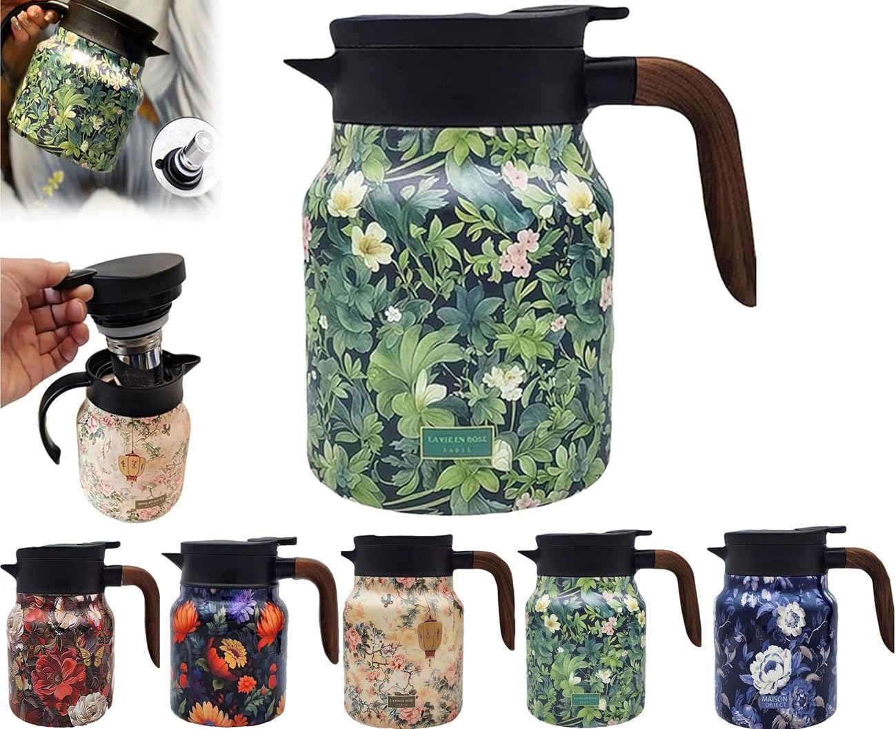 Amazon.com | Vintage Floral Pattern Tea Pot, Colorful Patterns Tea Pot ...