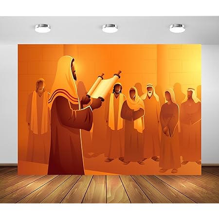 Amazon.com : BELECO 5x3ft Fabric Biblical Backdrop Jesus Reading The ...