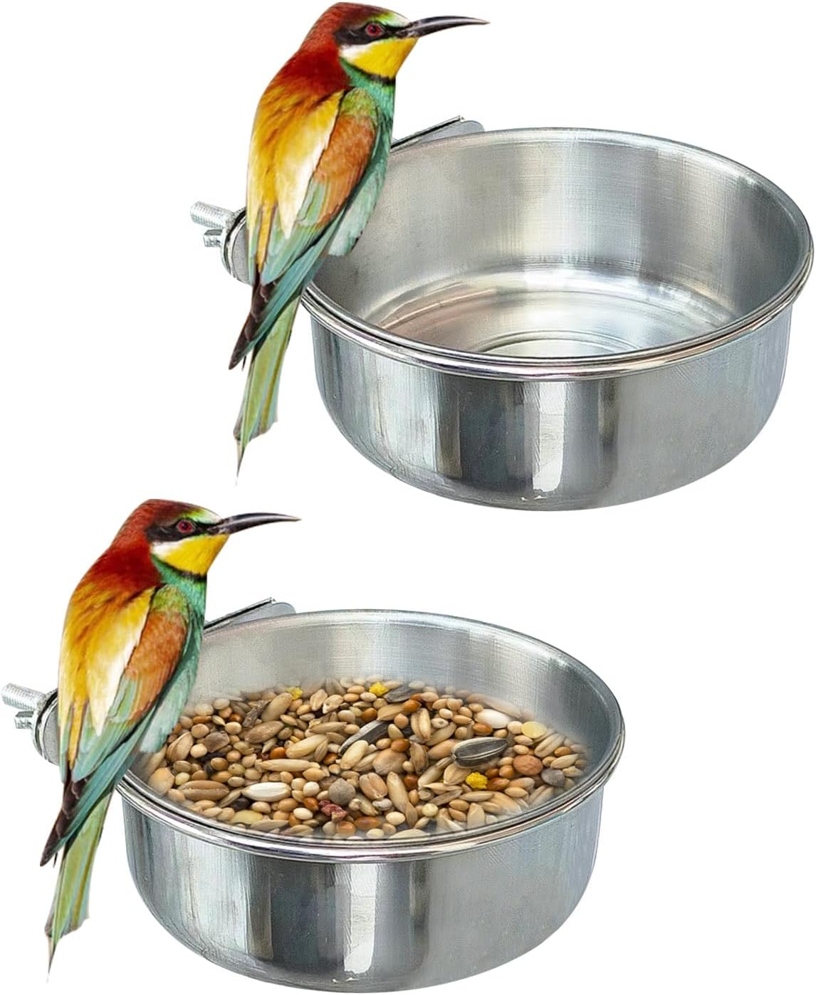 Amazon.com : Ohtum 2Pcs Small Bird Bowls for Cage Stainless Steel ...