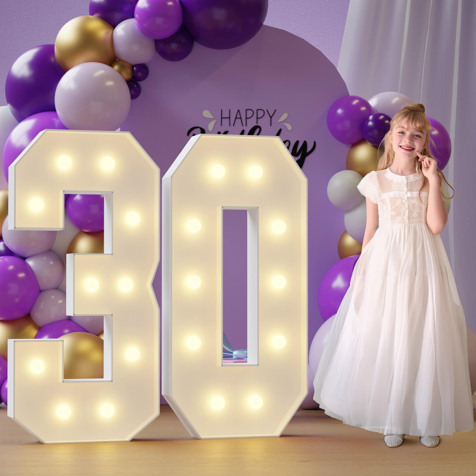 Amazon.com: 4FT Marquee Numbers 30 Light Up Number, 30th-Birthday ...