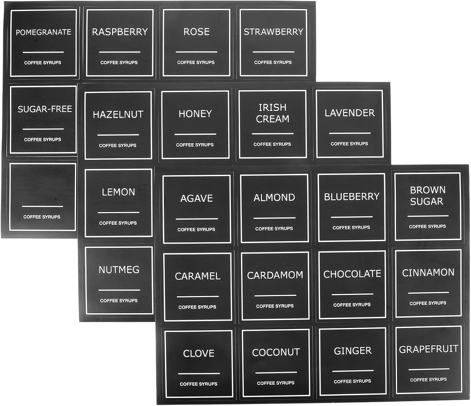 WRITWAA 3 Sheets Writable Coffee Syrup Labels Sticky Stickers for ...