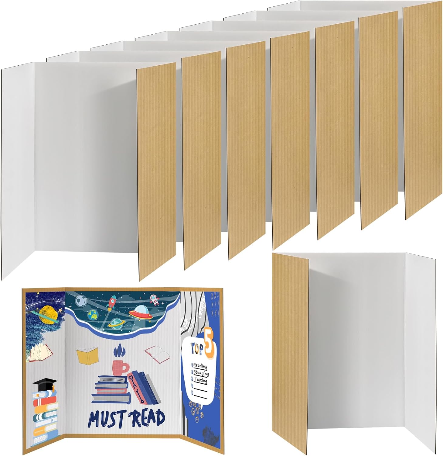 Amazon.com : 8 PCS Trifold Poster Board- Extra Large 48" x 36" Tri Fold ...